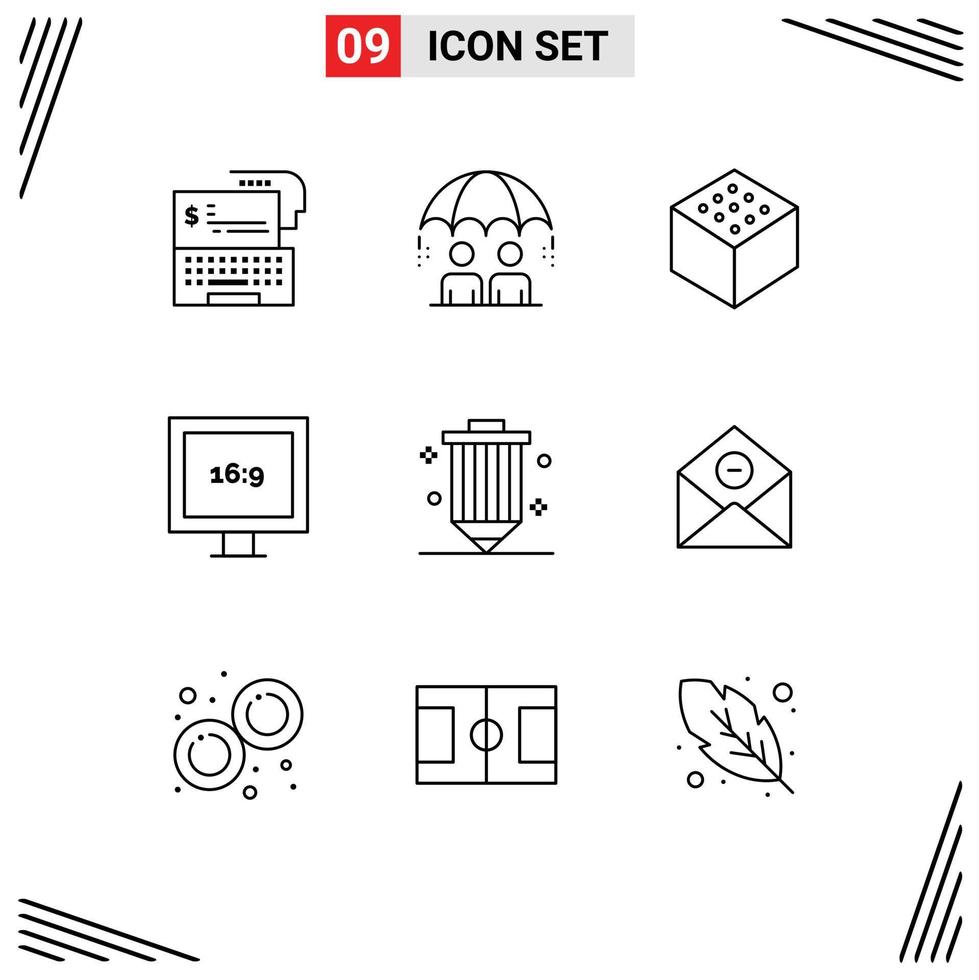 Stock Vector Icon Pack of 9 Line Signs and Symbols for pencil design ...