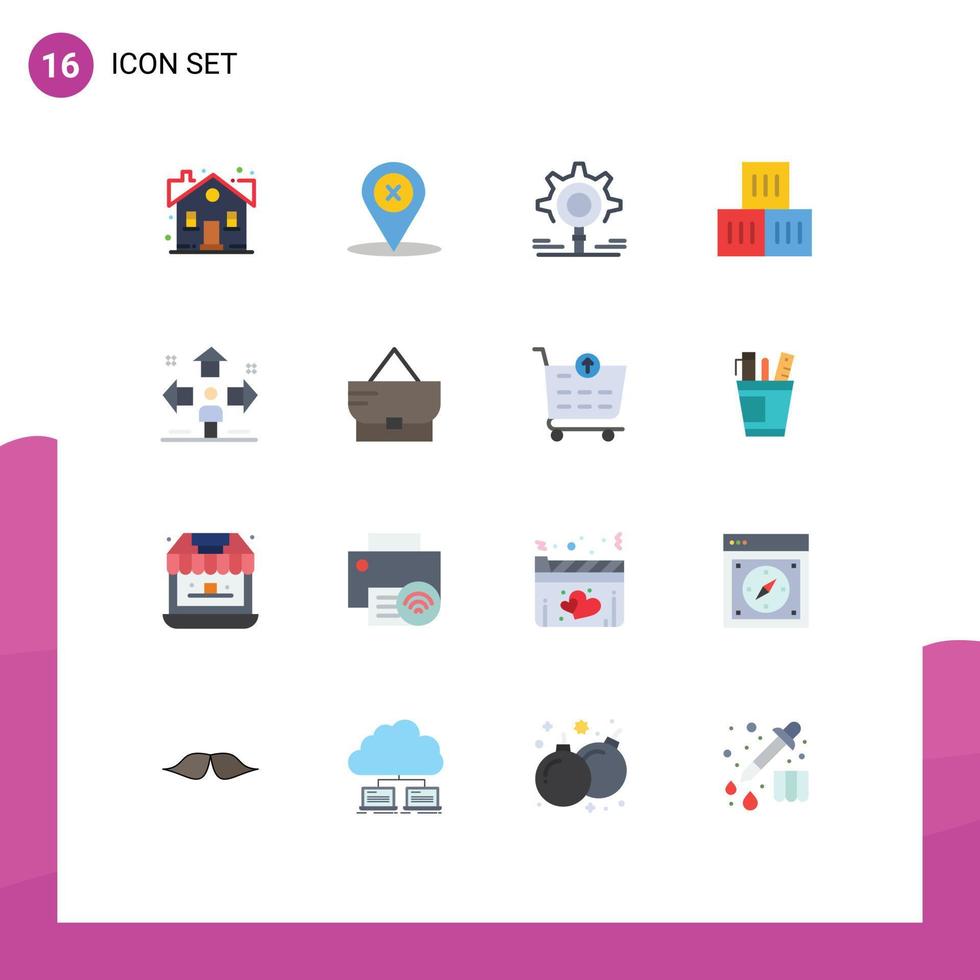 Editable Vector Line Pack Of 16 Simple Flat Colors Of Direction Logistic Delete Good Setting