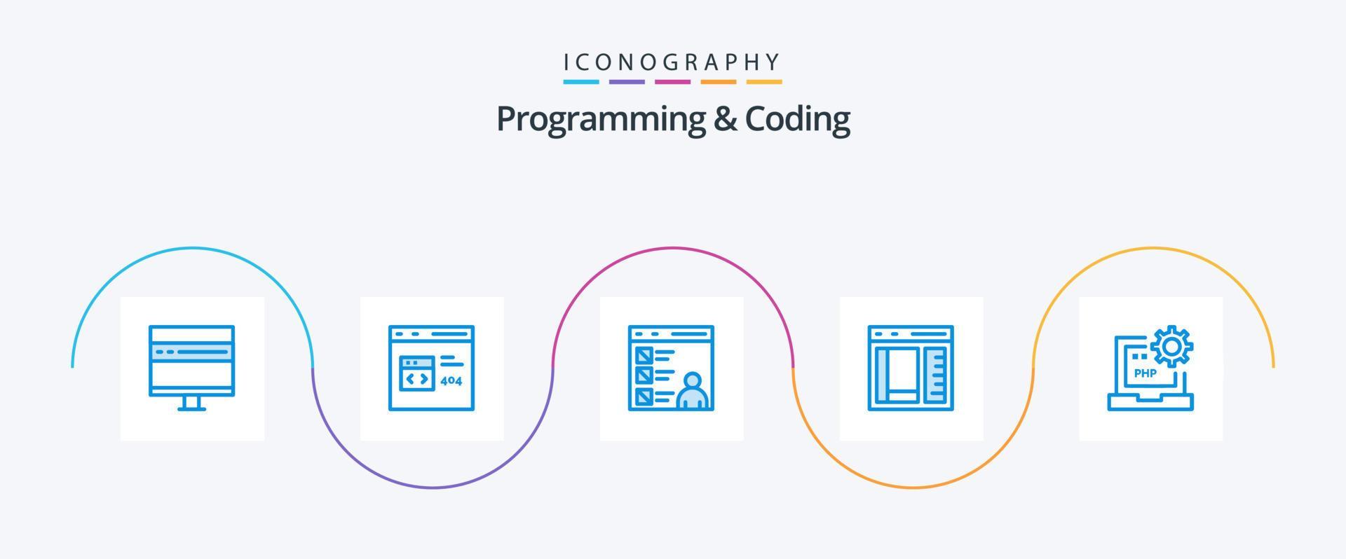 Programming And Coding Blue 5 Icon Pack Including develop. code. develop. page. develop 19732526 ...