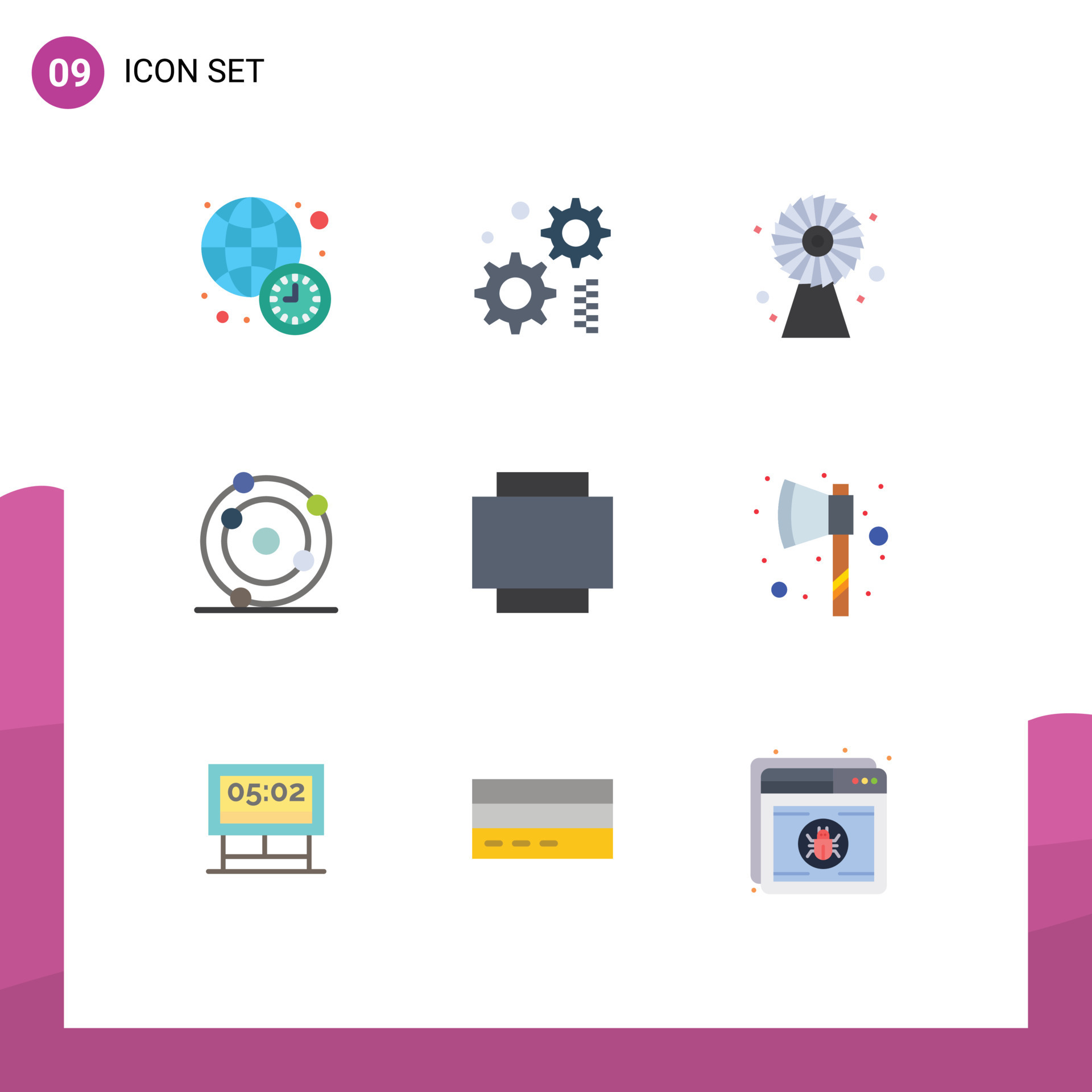 Set Of 9 Vector Flat Colors On Grid For Axe Layout Ecologic Biochemistry Bio Editable Vector