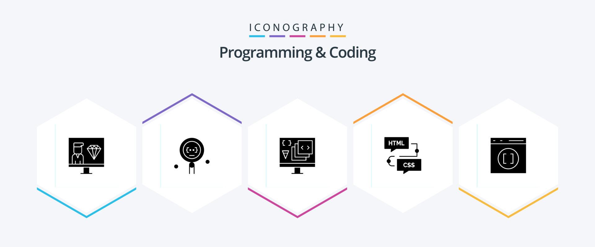Programming And Coding 25 Glyph icon pack including development. coding ...