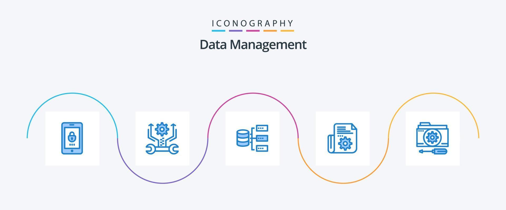Data Management Blue 5 Icon Pack Including folder. tools. data. setting ...