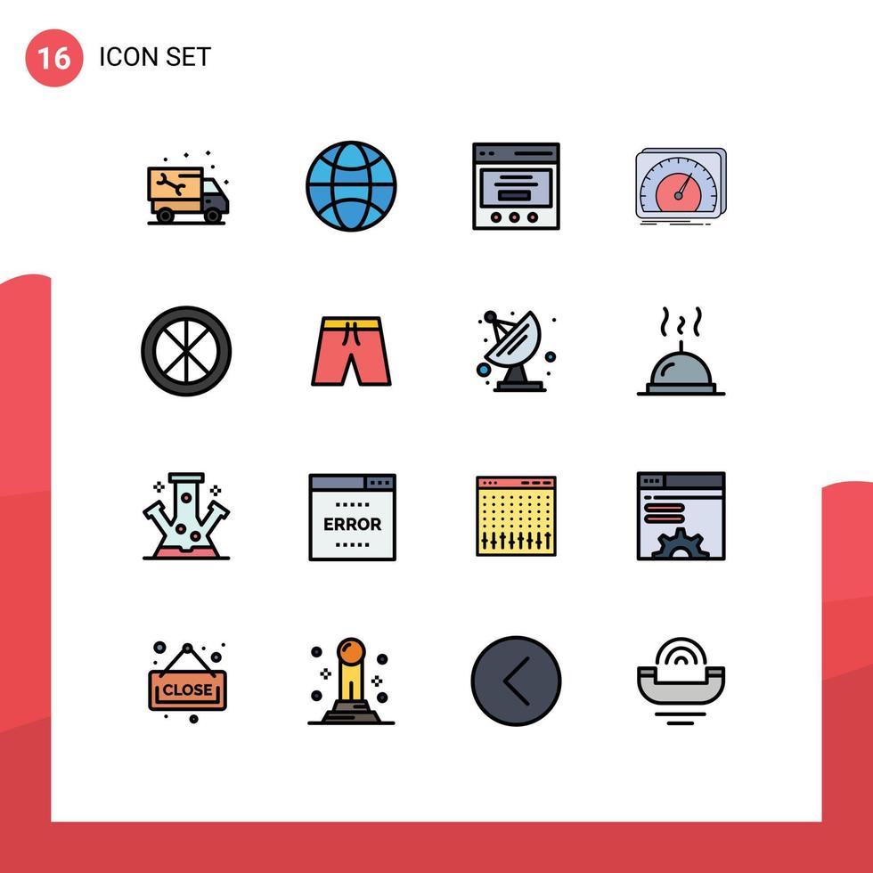 16 User Interface Flat Color Filled Line Pack Of Modern Signs And