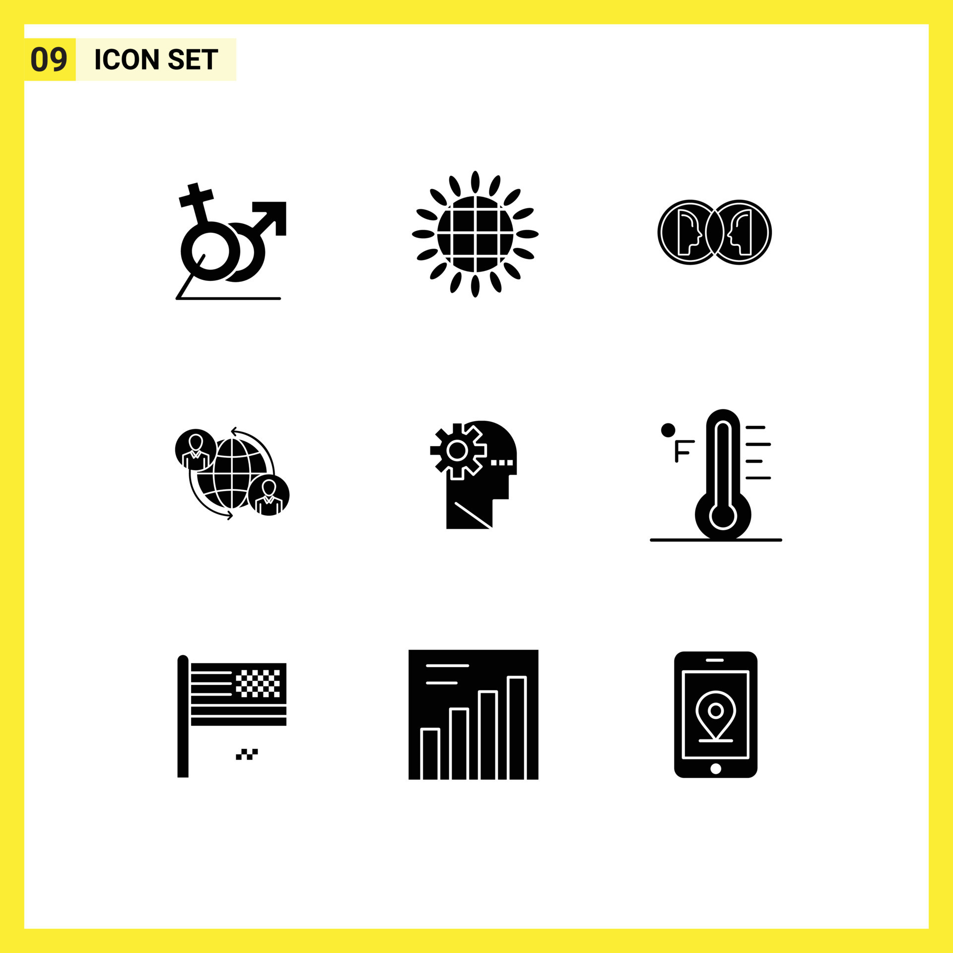 User Interface Pack Of 9 Basic Solid Glyphs Of Internet Connections Vegetables Connected