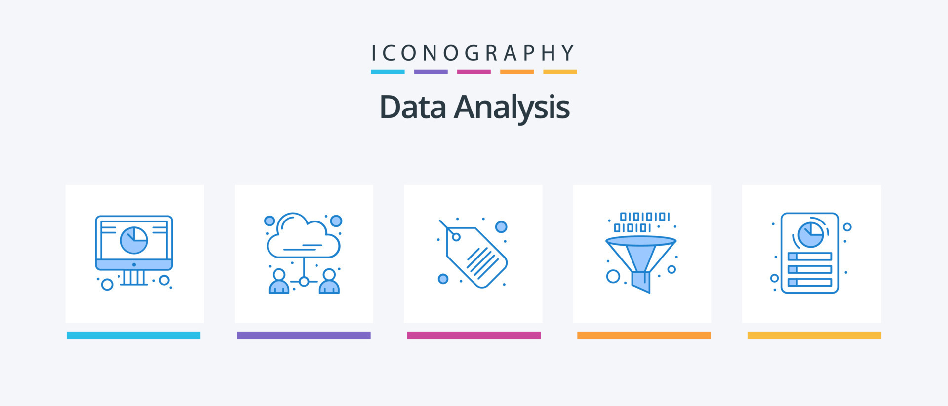 Data Analysis Blue 5 Icon Pack Including document. management. user. development. funnel ...