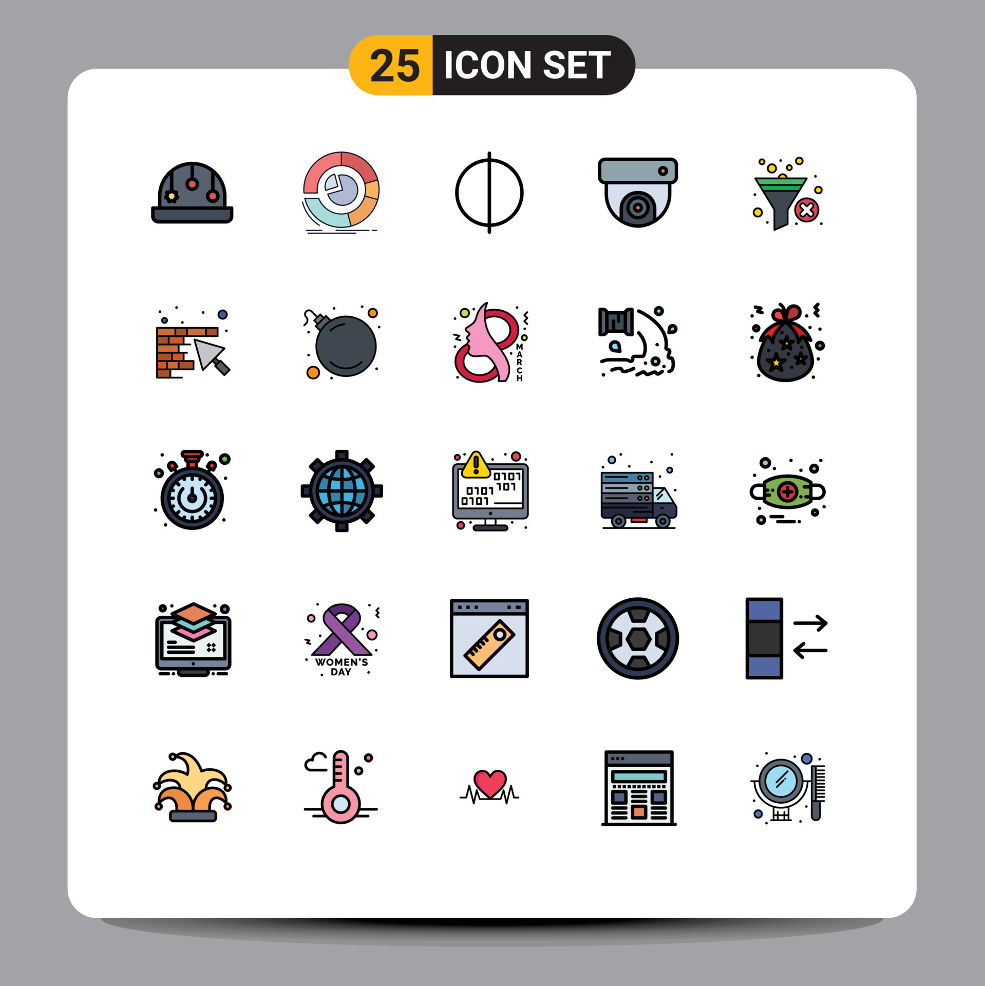 25 Thematic Vector Filled Line Flat Colors And Editable Symbols Of Filter Funnel Antialiasing