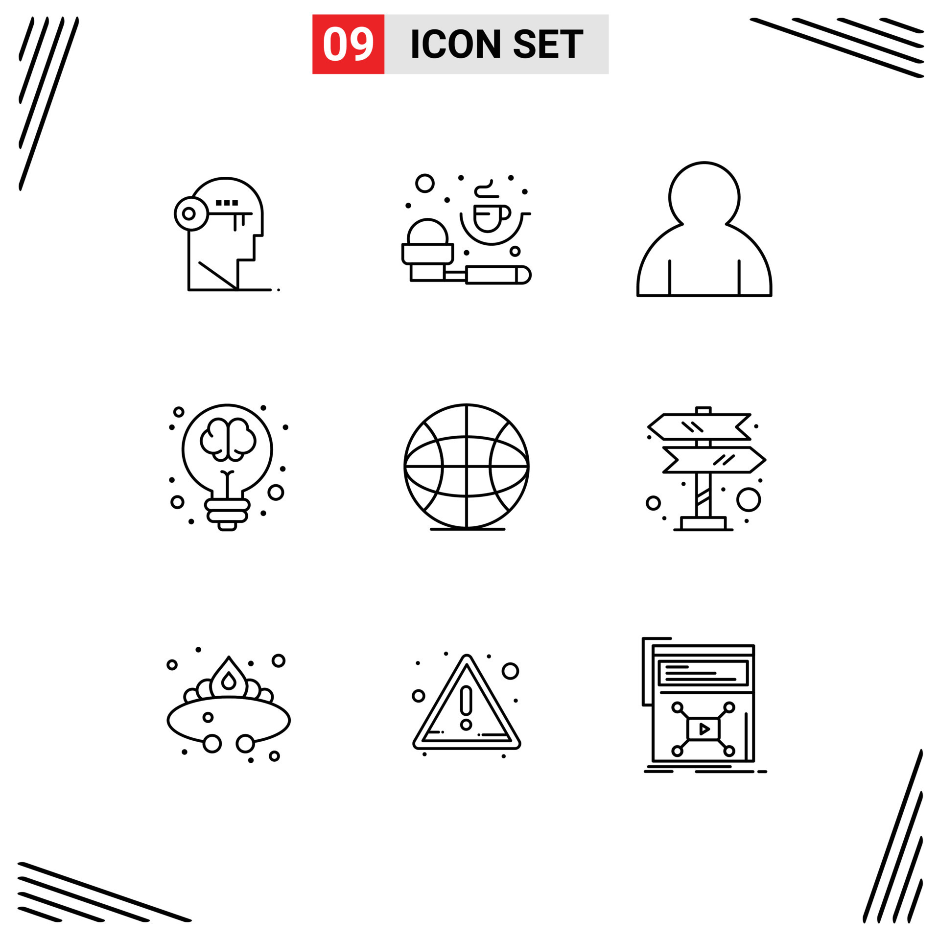 9 Thematic Vector Outlines And Editable Symbols Of Globe Light Powder