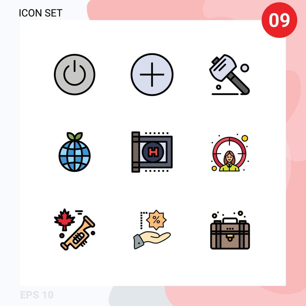 Conjunto De 9 9 Moderno Ui íconos Símbolos Señales Para Empleado