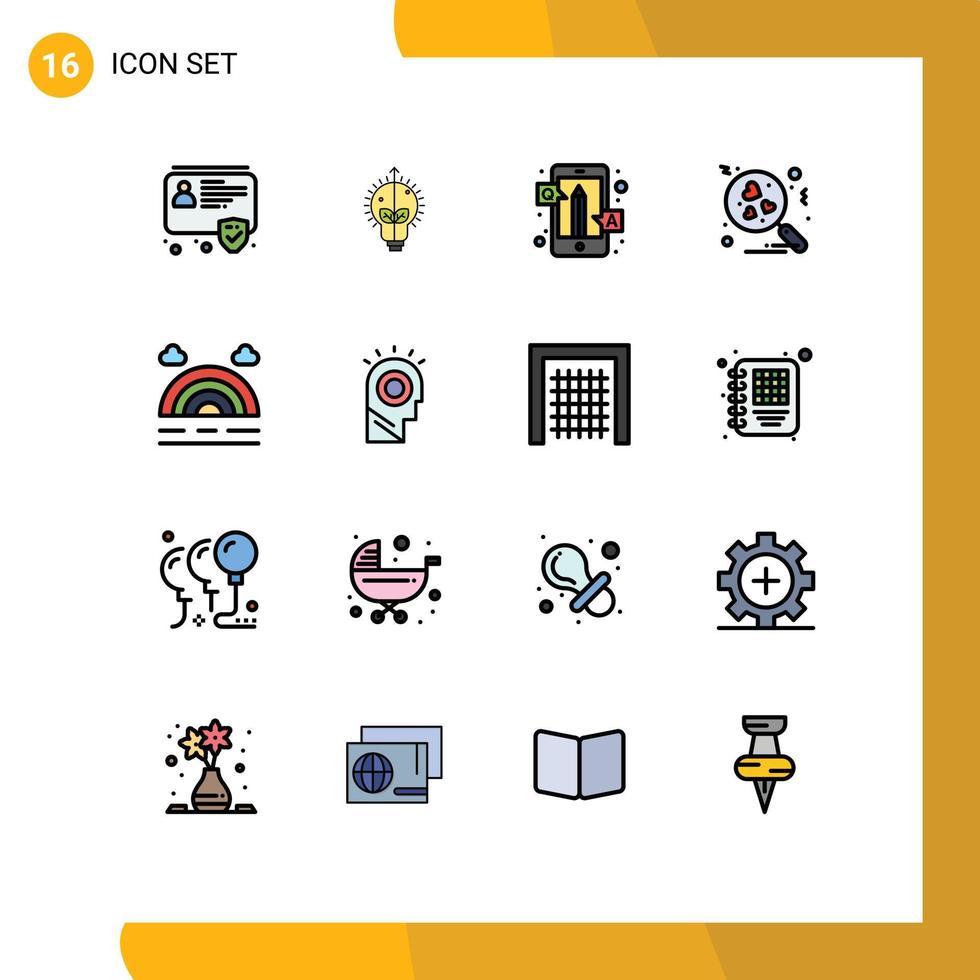 Editable Vector Line Pack of 16 Simple Flat Color Filled Lines of ...