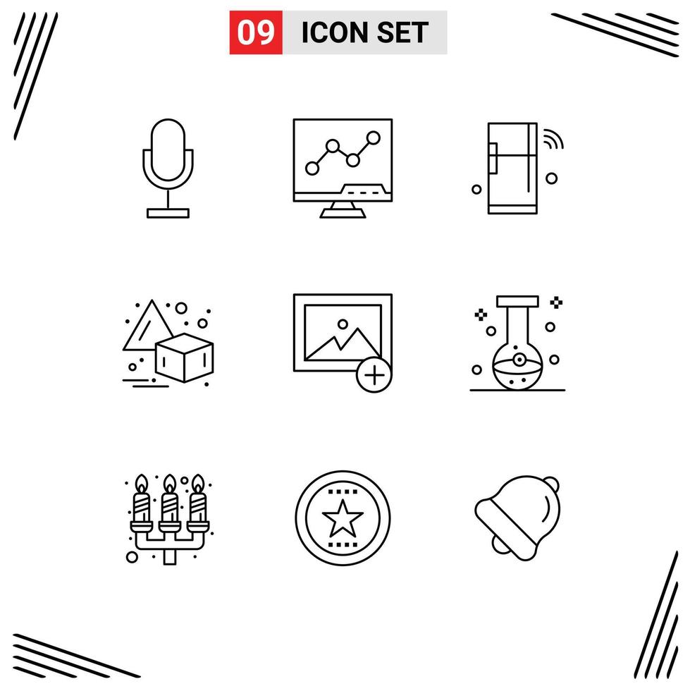 Conjunto De 9 9 Moderno Ui íconos Símbolos Señales Para Añadir