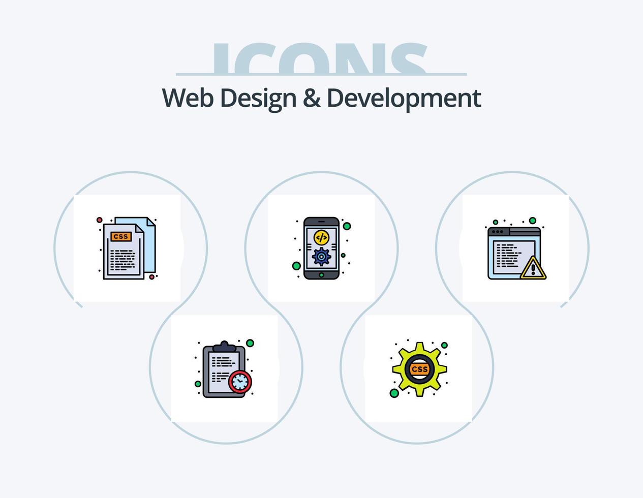 web diseño y desarrollo línea lleno icono paquete 5 5 icono diseño ...