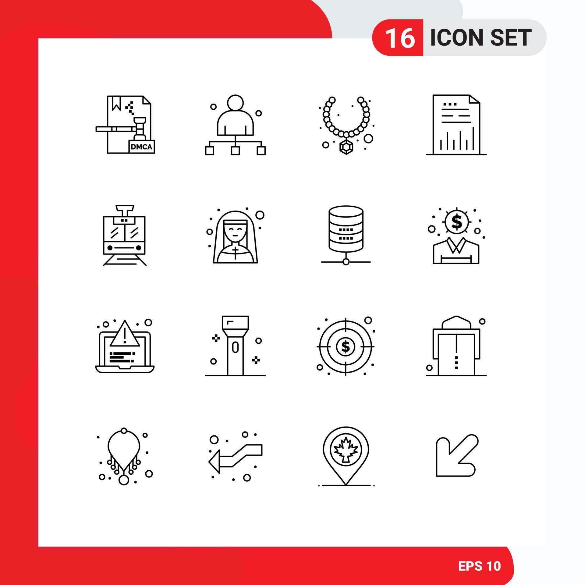 Mobile Interface Outline Set of 16 Pictograms of file chart director ...