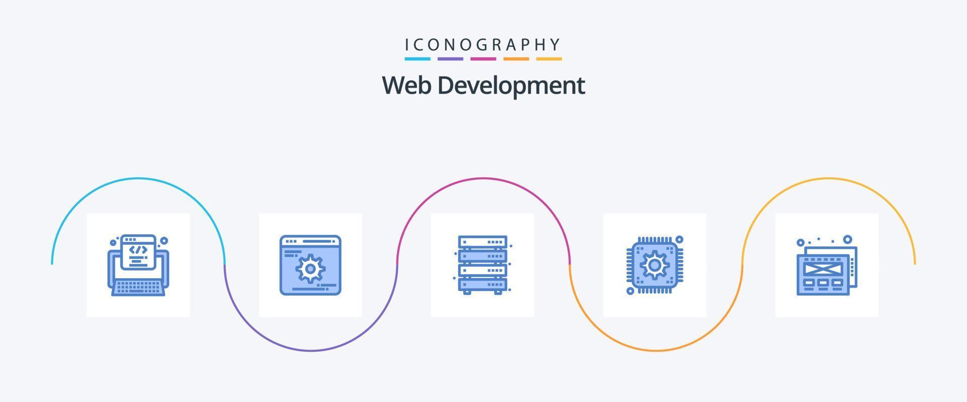 Web Development Blue 5 Icon Pack Including Mockup Design Development