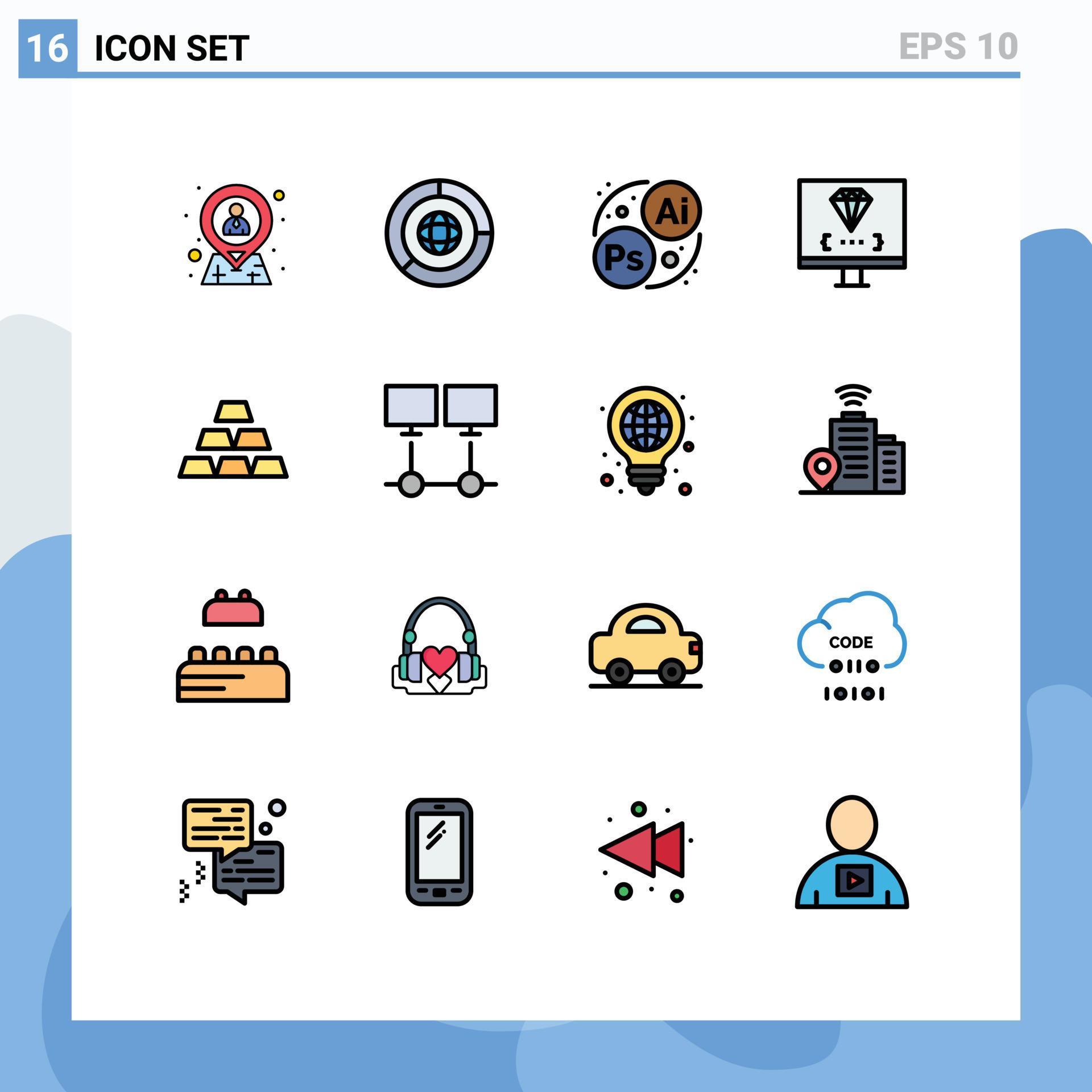 Stock Vector Icon Pack of 16 Line Signs and Symbols for bricks ...