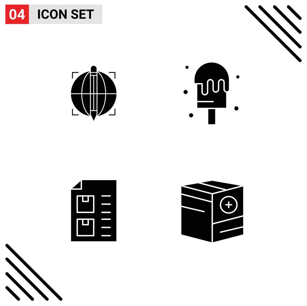 User Interface Pack Of 4 Basic Solid Glyphs Of Focus Document Success Summer Paper Editable