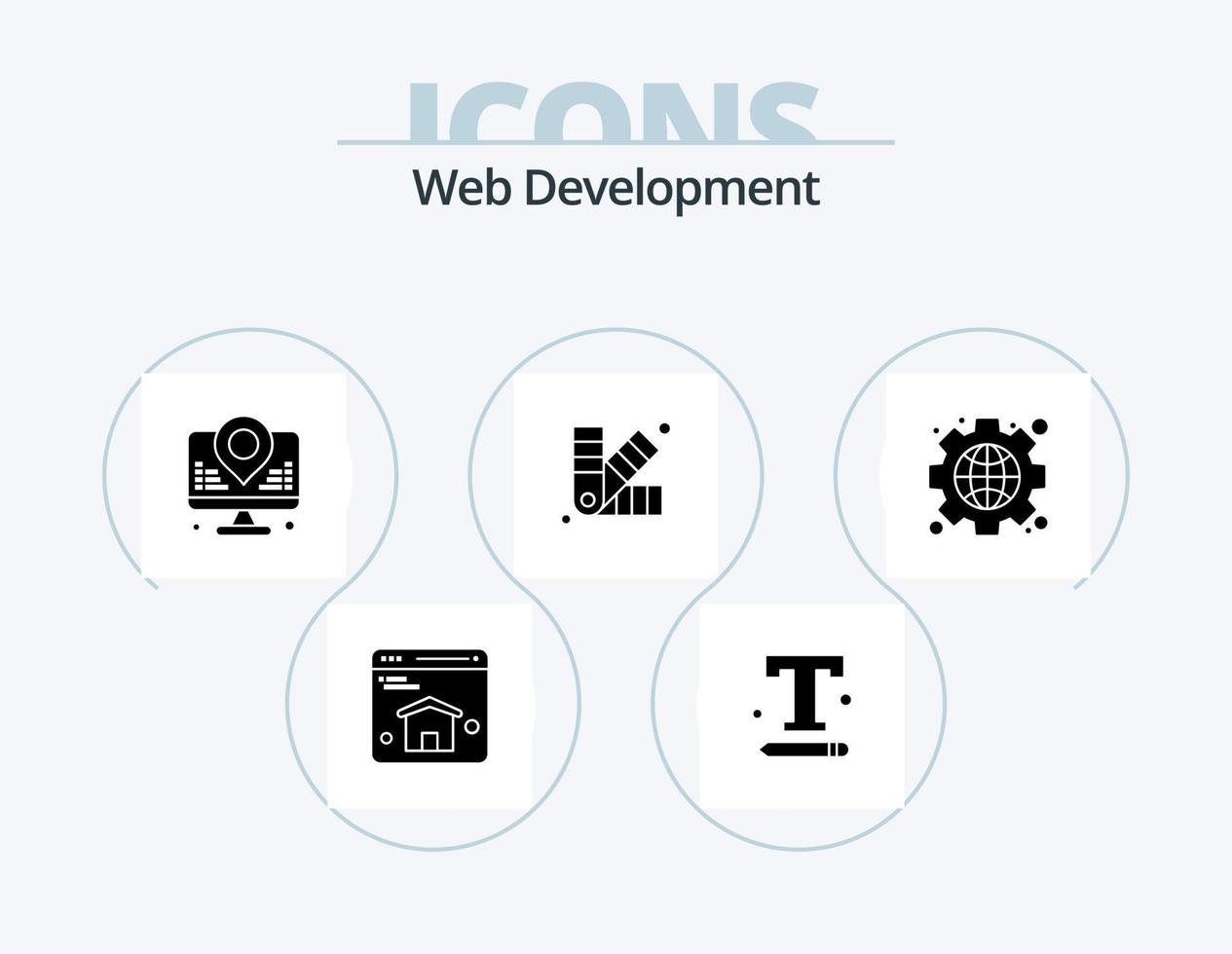 Web Development Glyph Icon Pack 5 Icon Design. interface. chip ...