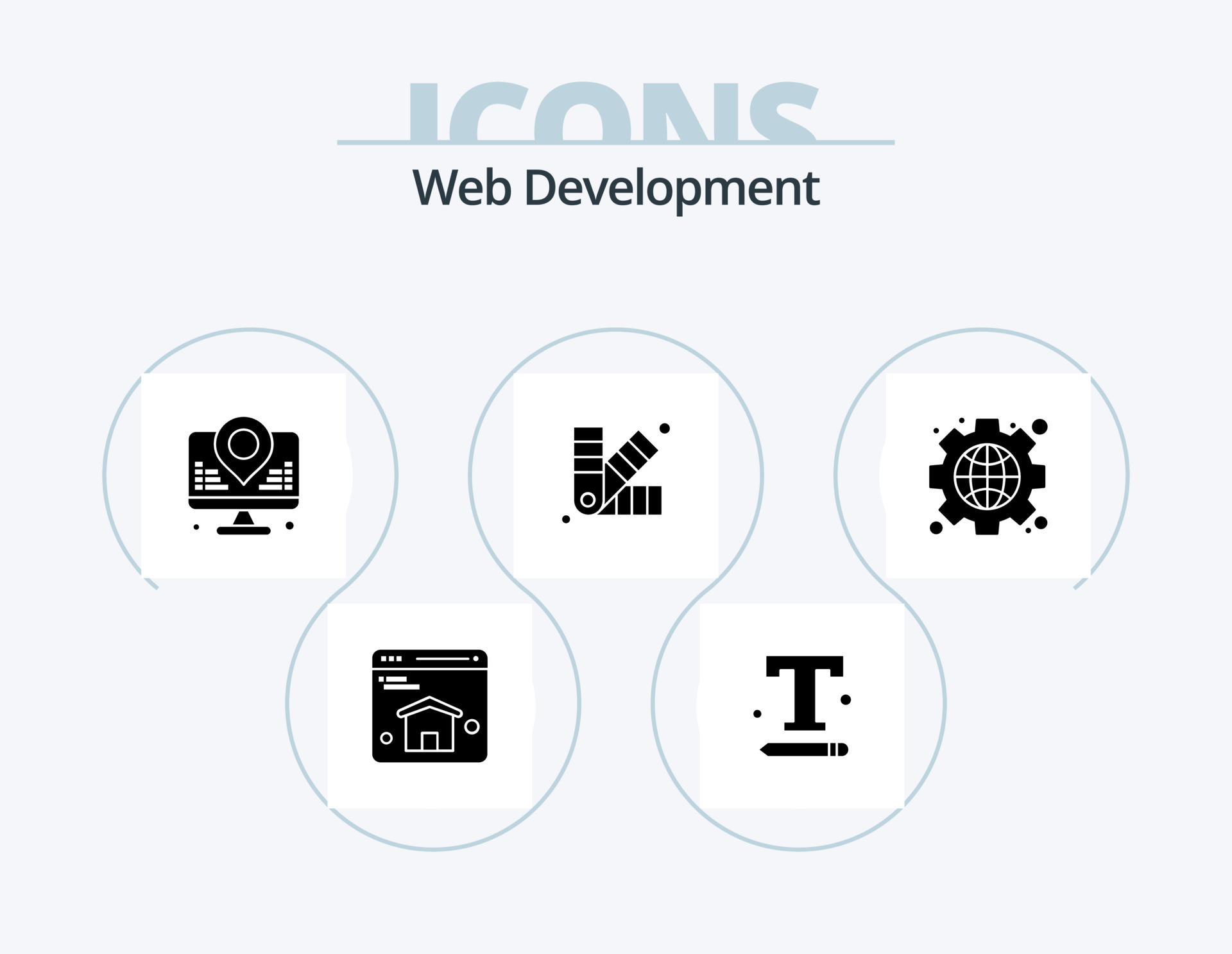 Web Development Glyph Icon Pack 5 Icon Design. interface. chip ...