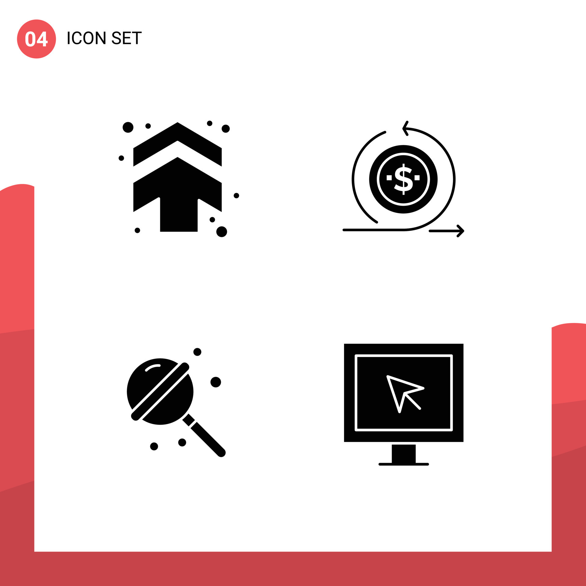 Set Of 4 Modern Ui Icons Symbols Signs For Arrow Candy Direction Modern Sugar Editable Vector