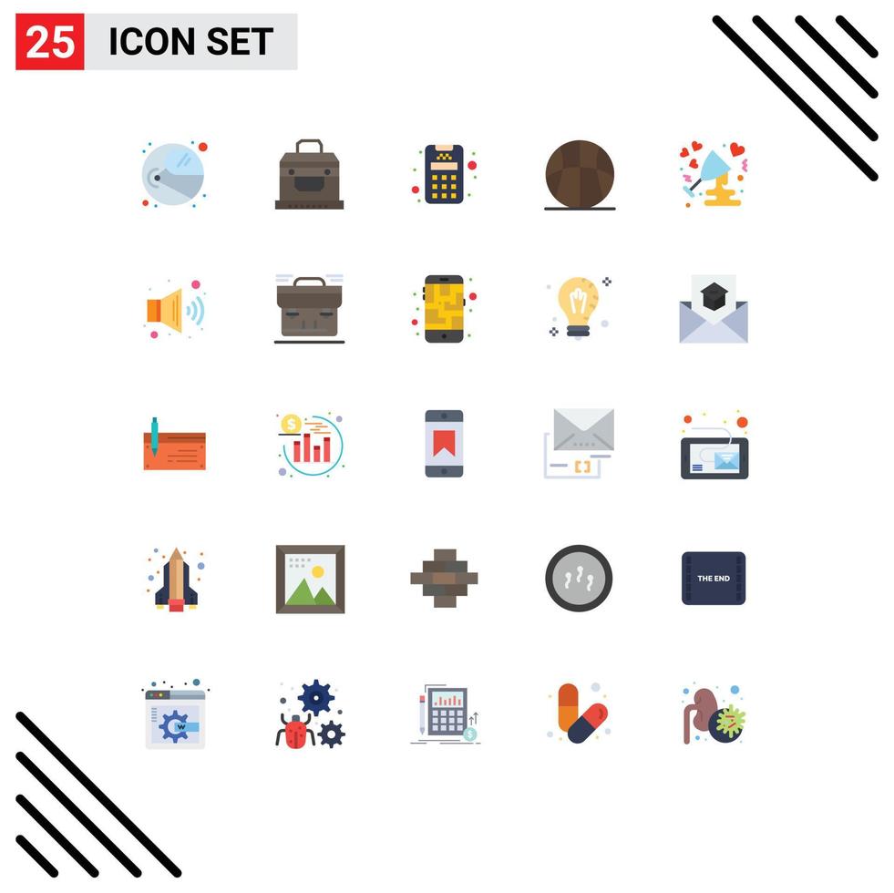 User Interface Pack Of 25 Basic Flat Colors Of Celebrate Recreation Card Game Athletics Editable