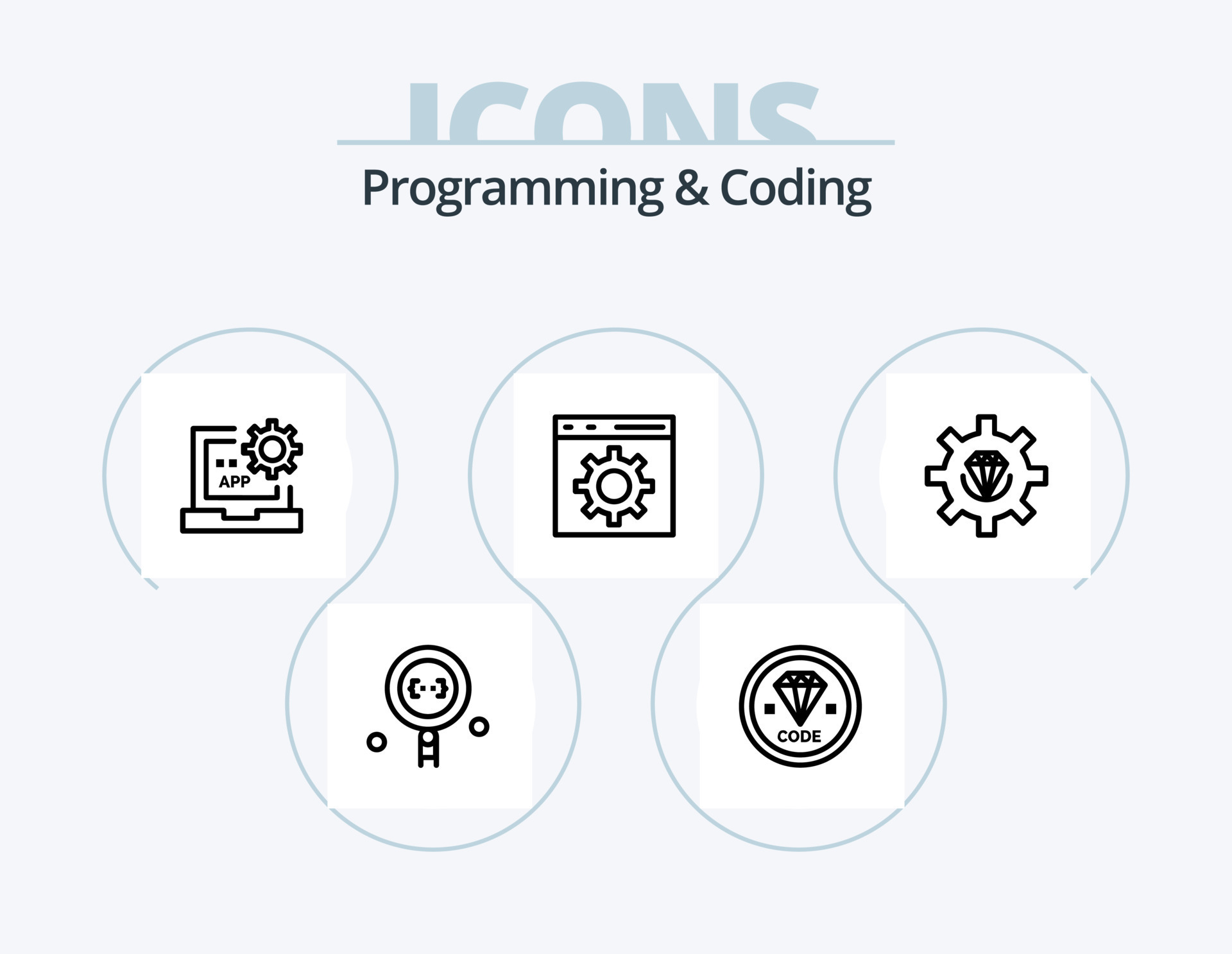 Programming And Coding Line Icon Pack 5 Icon Design Development