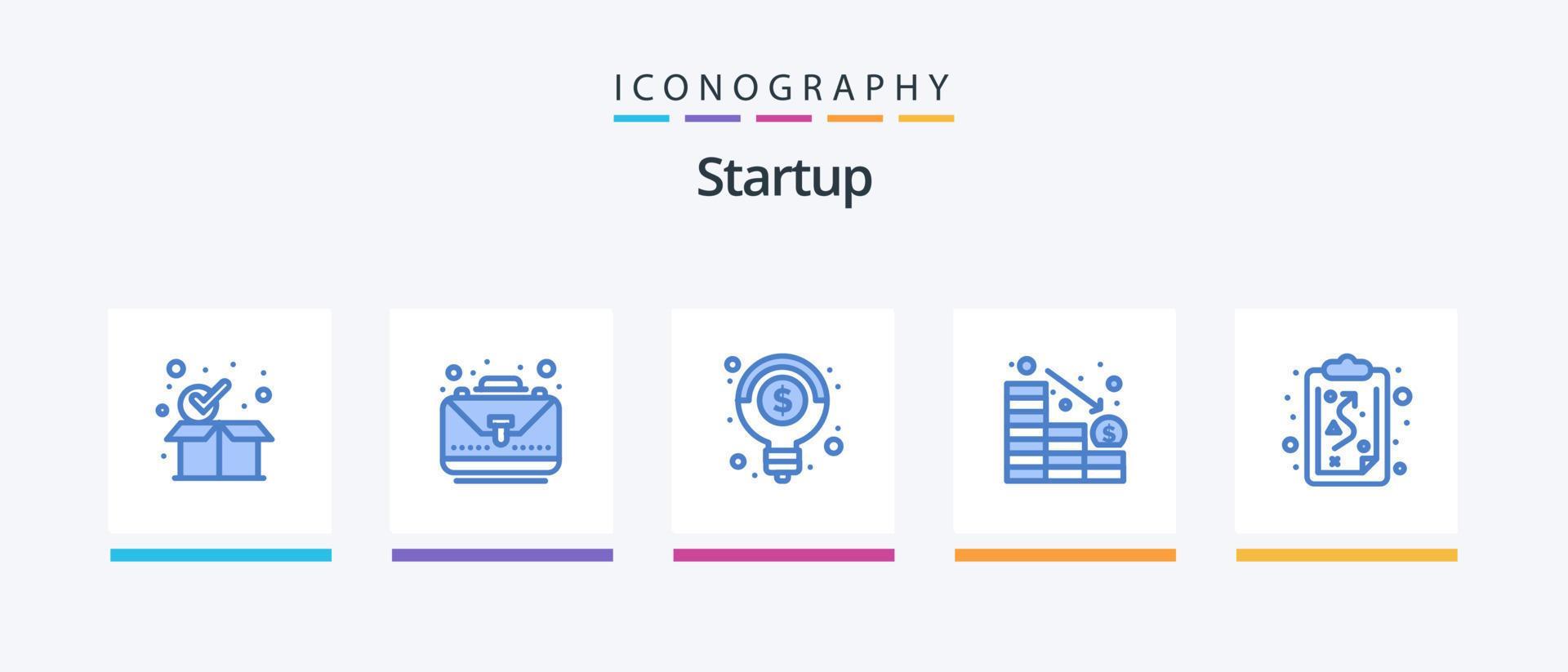 Startup Blue 5 Icon Pack Including strategy. clipboard. creative. down. decrease. Creative Icons ...