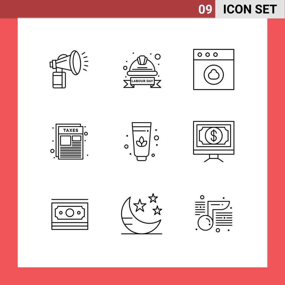 9 User Interface Outline Pack Of Modern Signs And Symbols Of Lotus Paper Helmet Page Mac