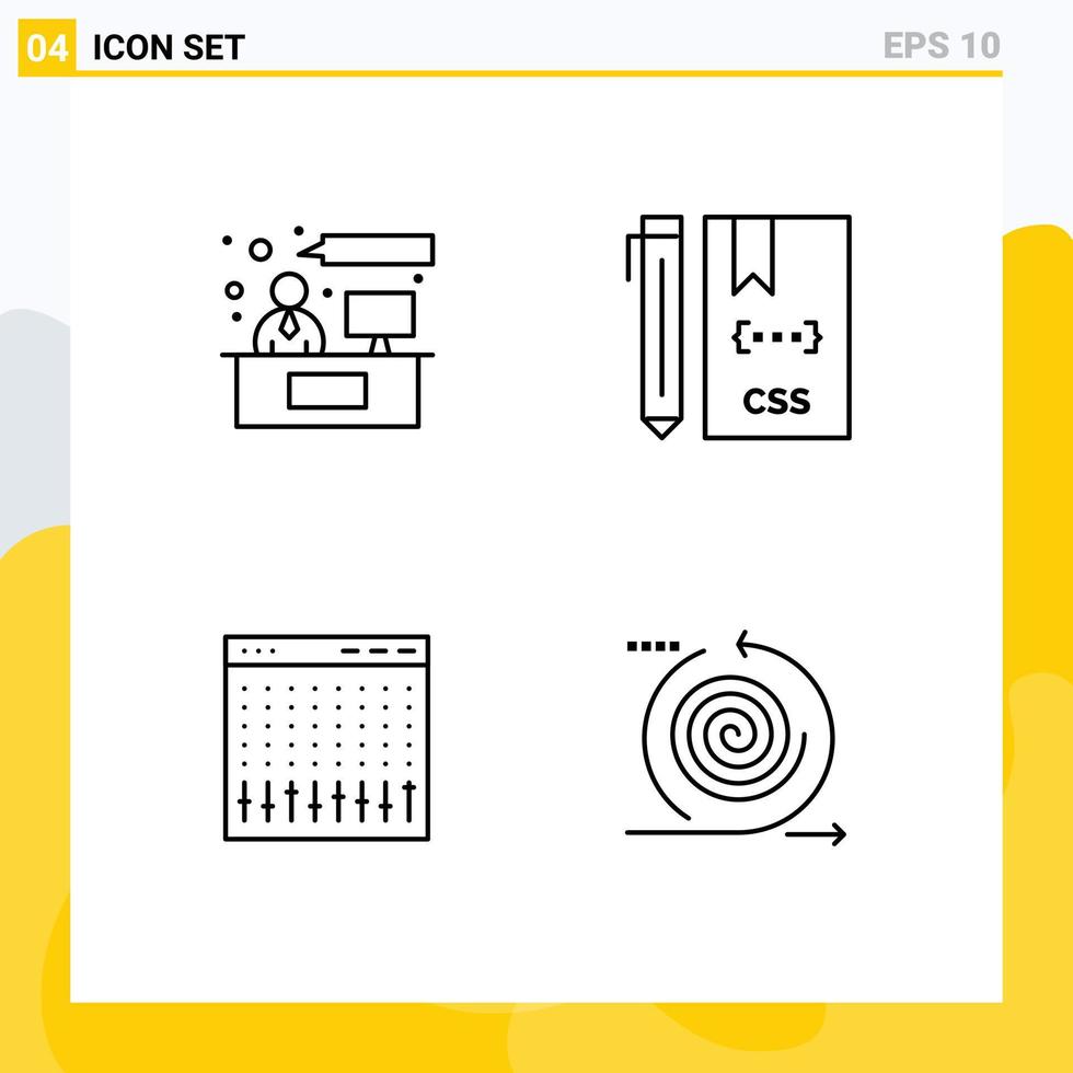 Modern Set Of 4 Filledline Flat Colors Pictograph Of Chat Console Working Css Controller