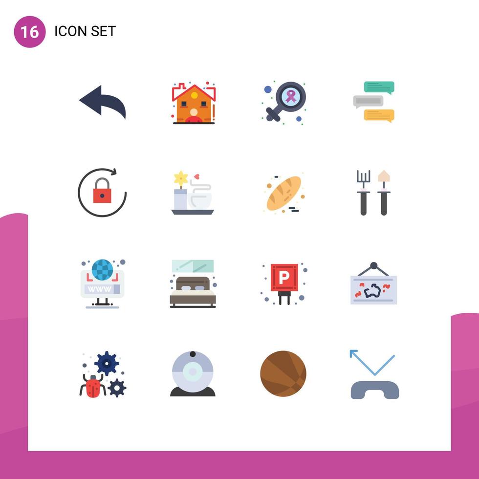 Mobile Interface Flat Color Set Of 16 Pictograms Of Rotate Arrow Sign