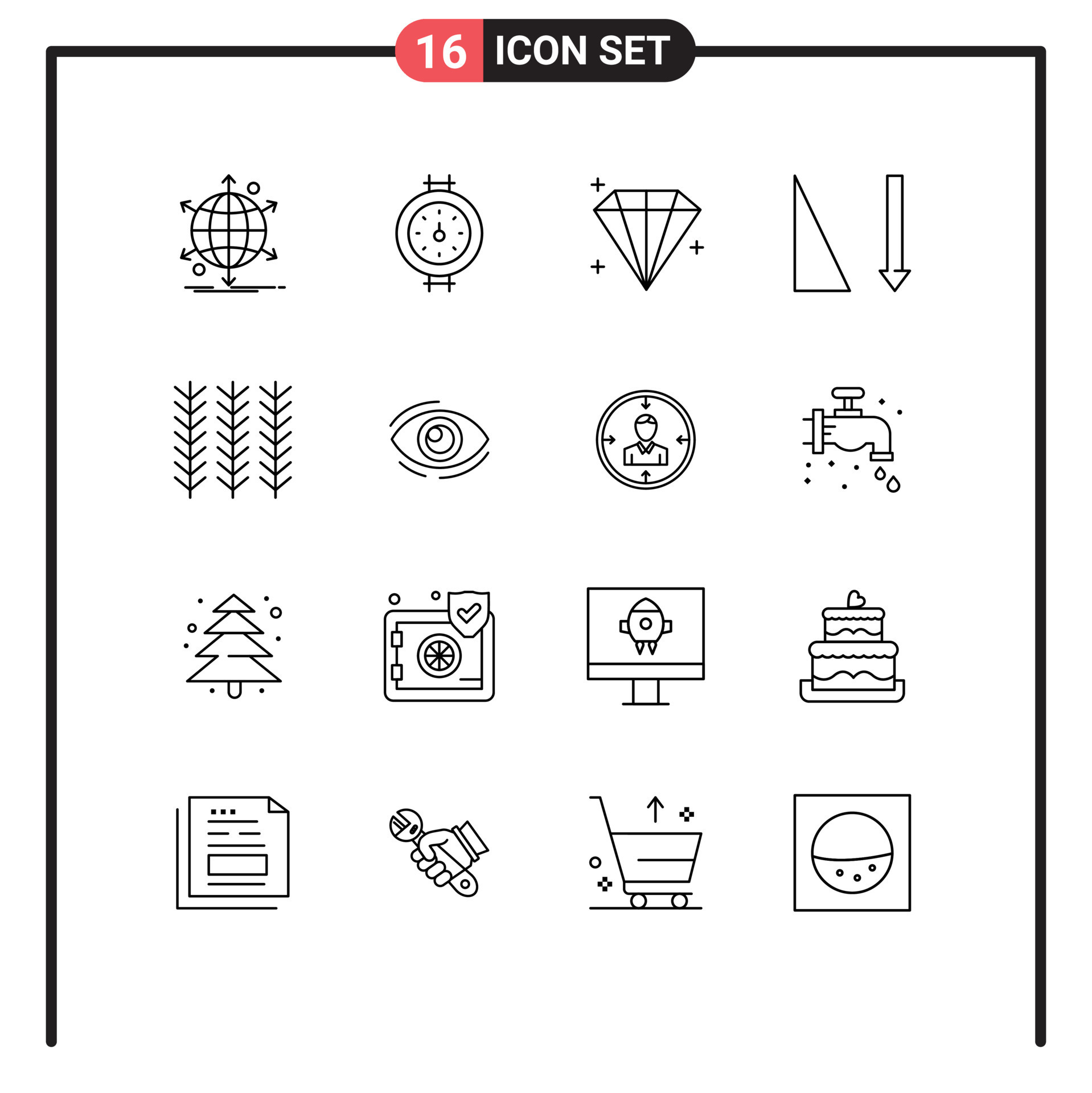 16 Thematic Vector Outlines And Editable Symbols Of Wheat Food Diamond Cereal Sort Editable