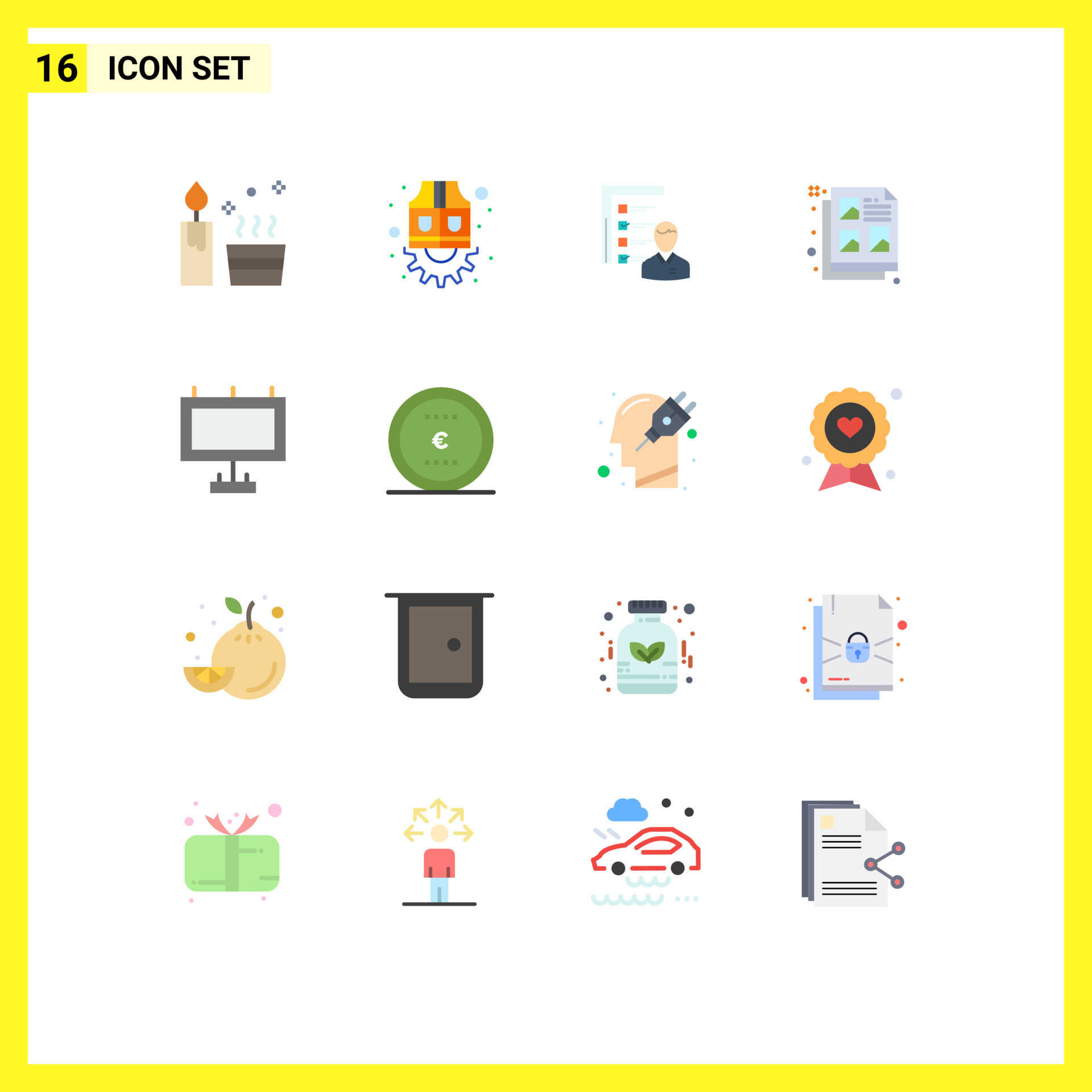 16 User Interface Flat Color Pack Of Modern Signs And Symbols Of Design Skills Profile Resume