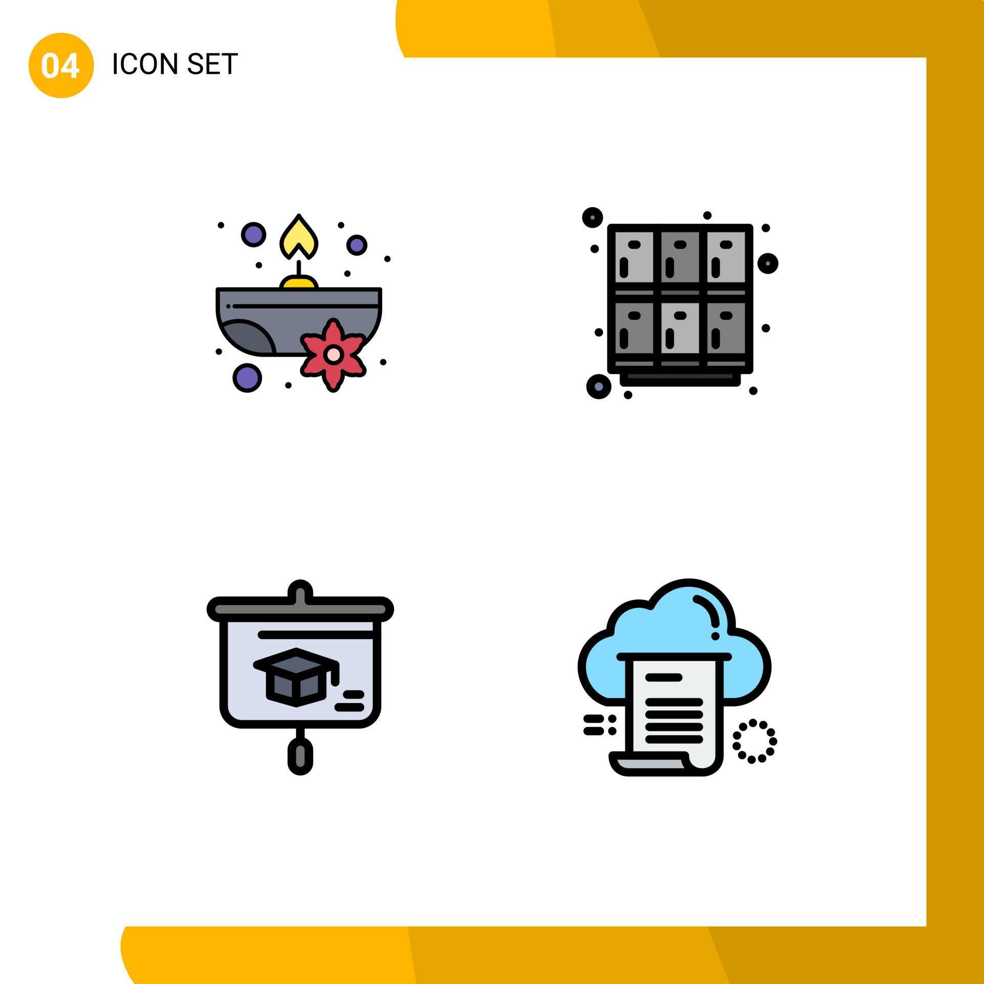 Stock Vector Icon Pack Of 4 Line Signs And Symbols For Aromatic Chart