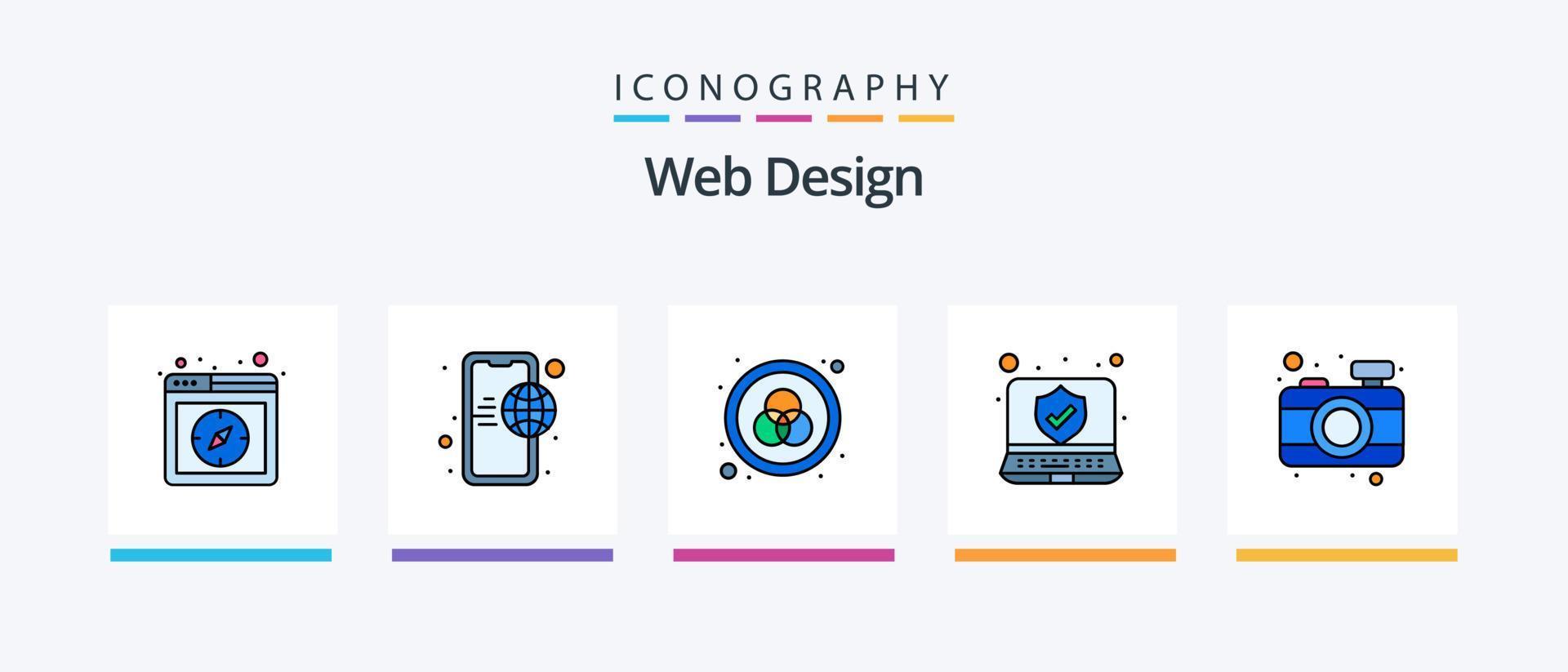 Web Design Line Filled 5 Icon Pack Including gear. web. browser. internet. web. Creative Icons ...