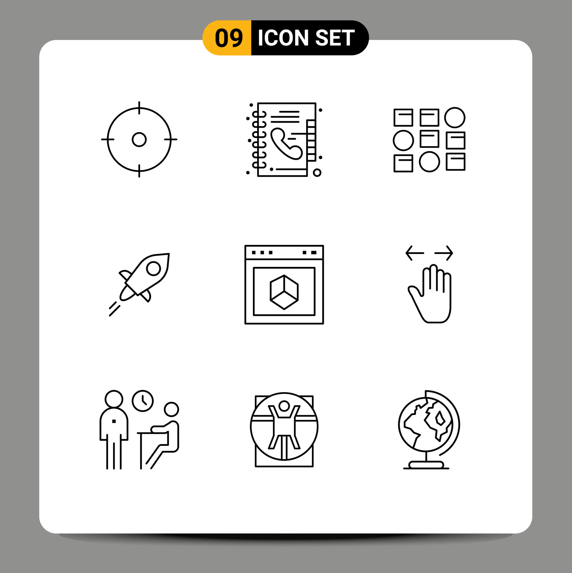 Set Of 9 Vector Outlines On Grid For Browser Line Pattren Crypto Currency Lumens Editable Vector