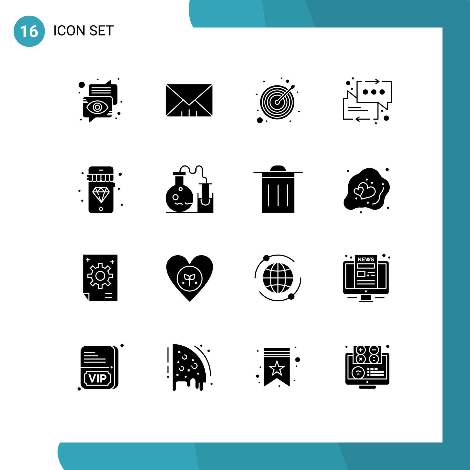 User Interface Pack Of 16 Basic Solid Glyphs Of Diamond Arrow Arrow Support Chat Editable Vector