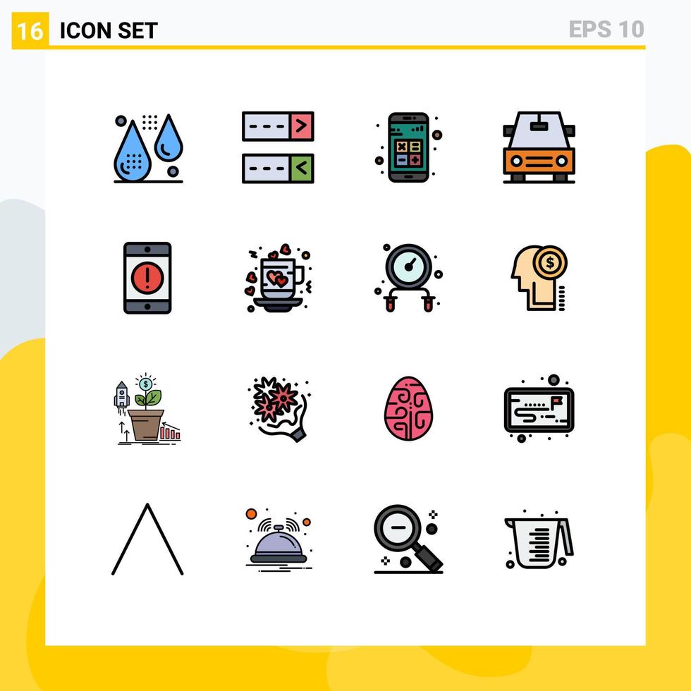 16 User Interface Flat Color Filled Line Pack of modern Signs and ...