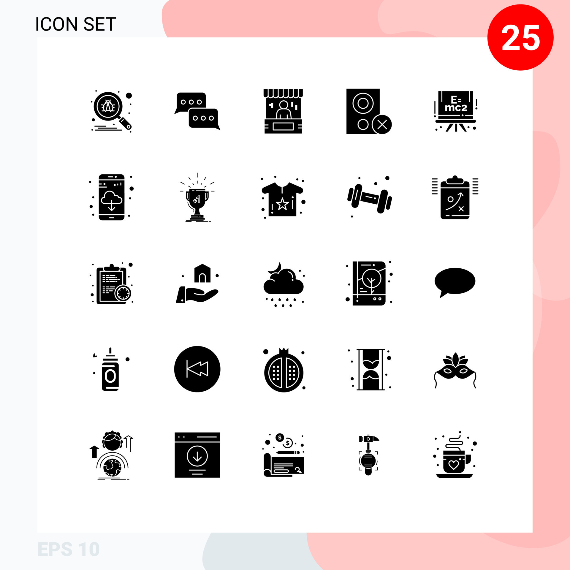 User Interface Pack Of 25 Basic Solid Glyphs Of Gadget Computers Reply Payment Commerce Editable