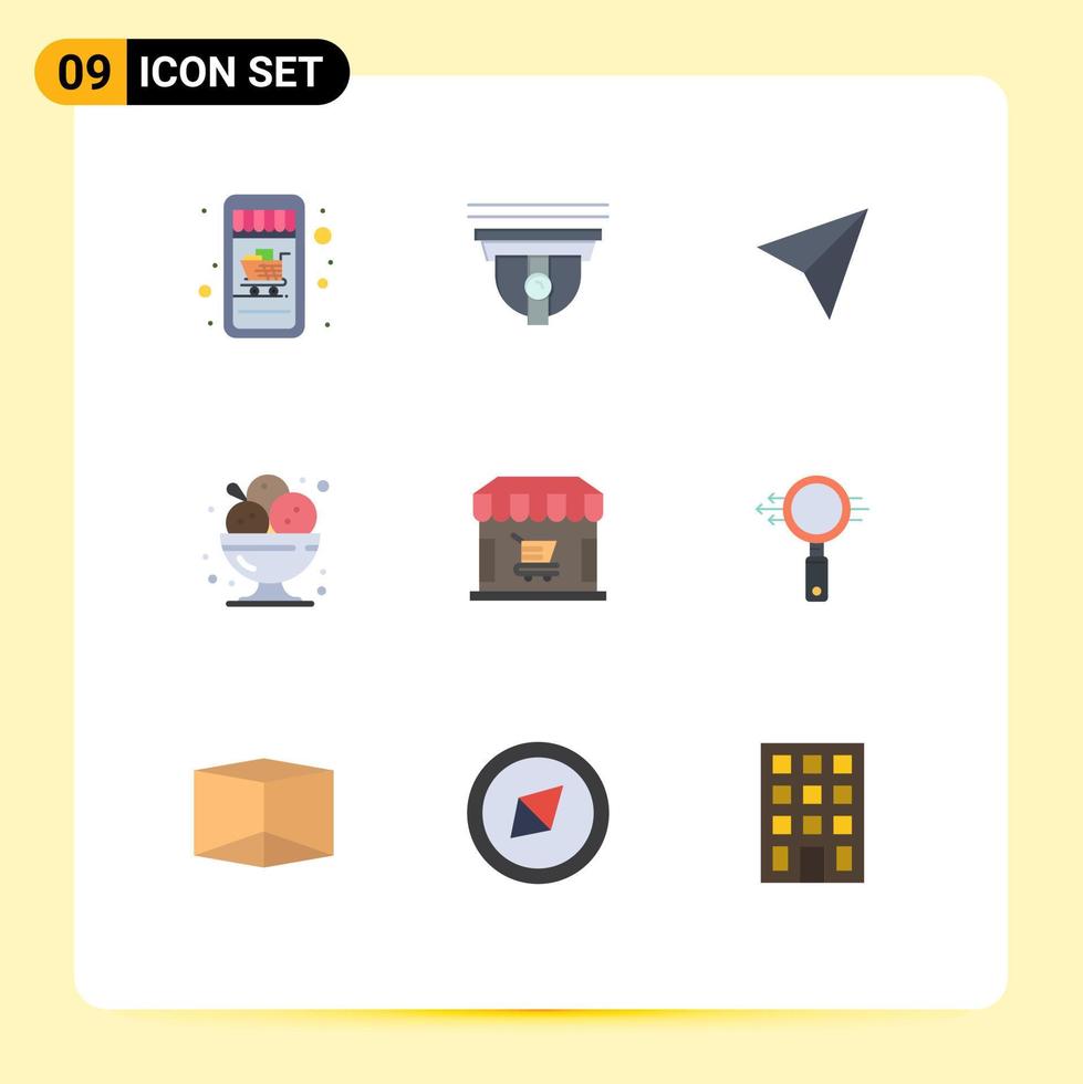 9 Thematic Vector Flat Colors And Editable Symbols Of Shopping