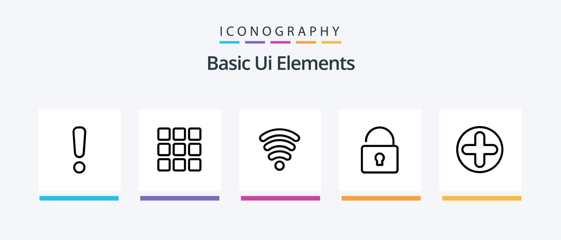 Basic Ui Elements Line 5 Icon Pack Including Setting Cog Less Repeat