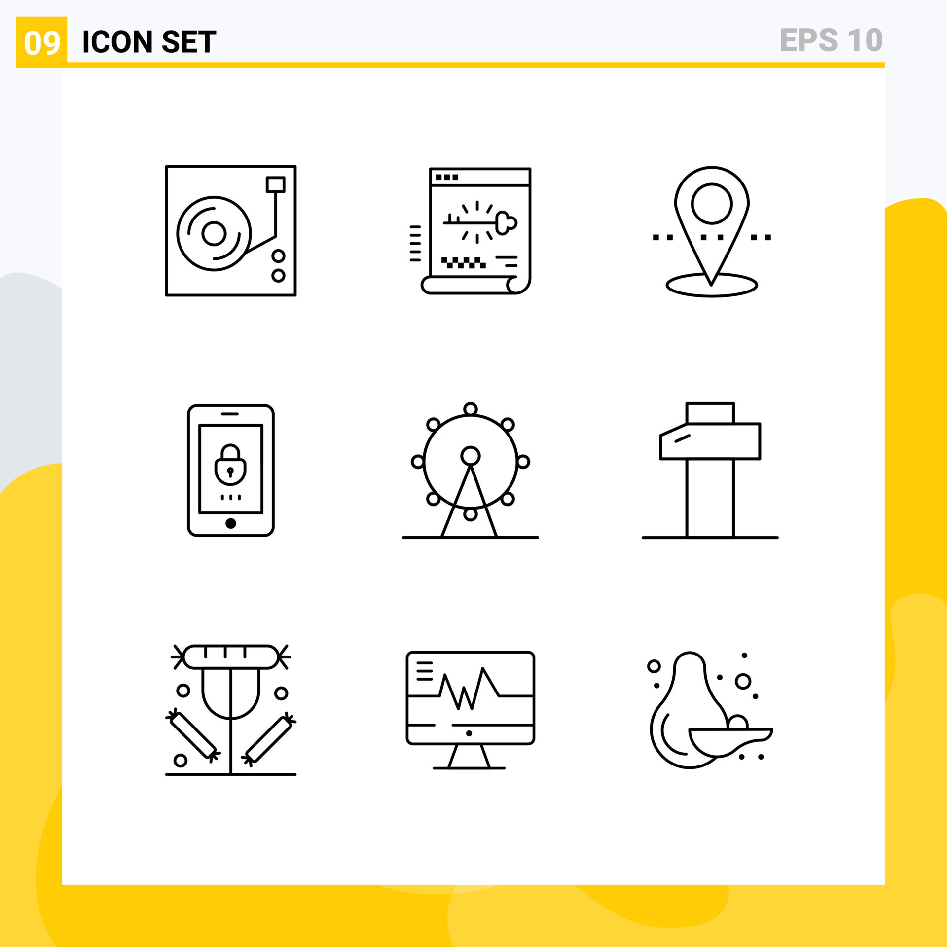 9 User Interface Outline Pack Of Modern Signs And Symbols Of Leisure Security Password Mobile