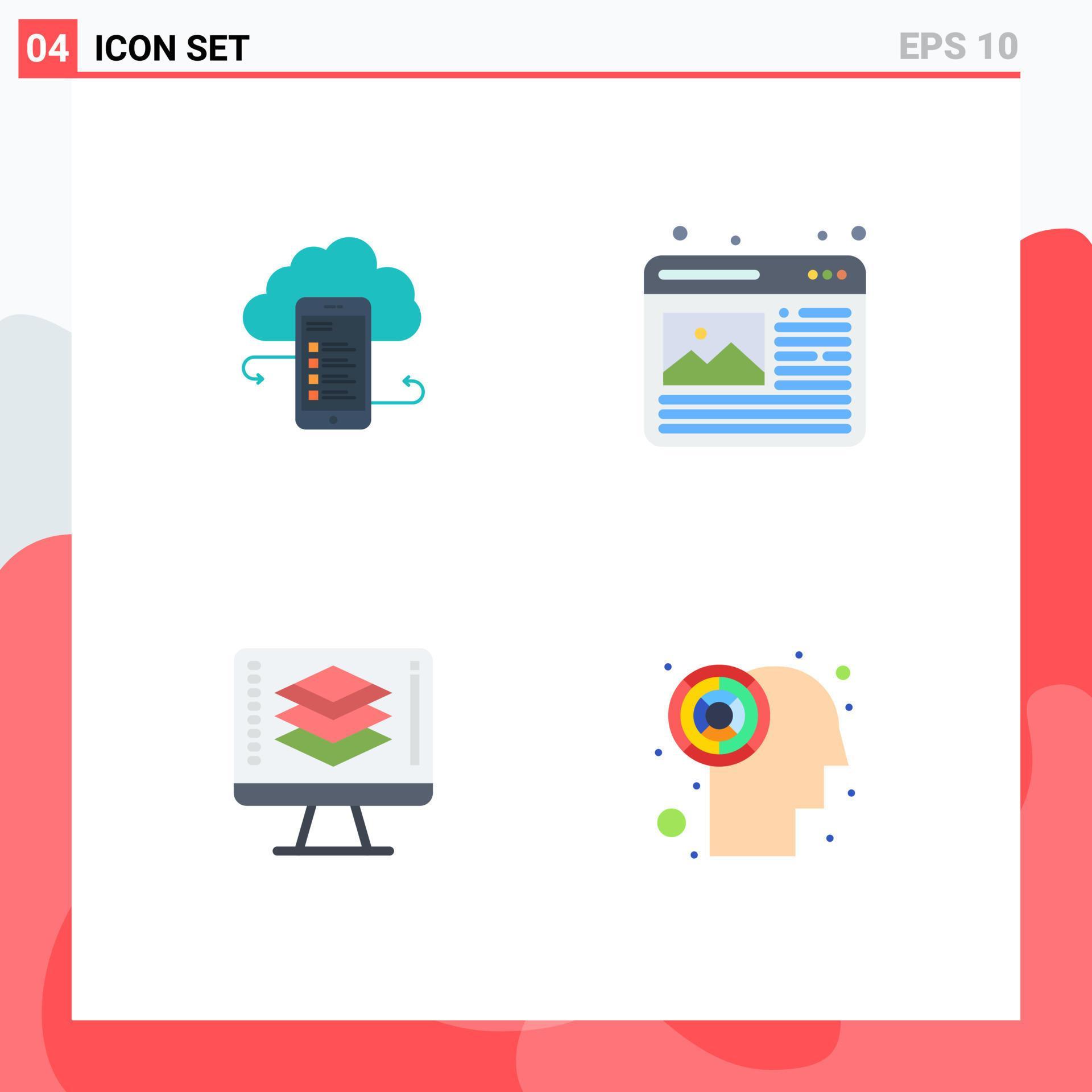 Flat Icon Pack of 4 Universal Symbols of cloudstorage image clouds ...