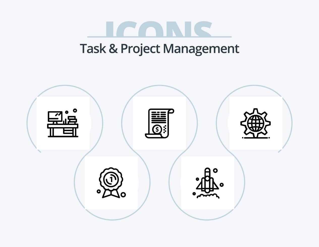Task And Project Management Line Icon Pack 5 Icon Design. time. computer. sound. idea. circle ...