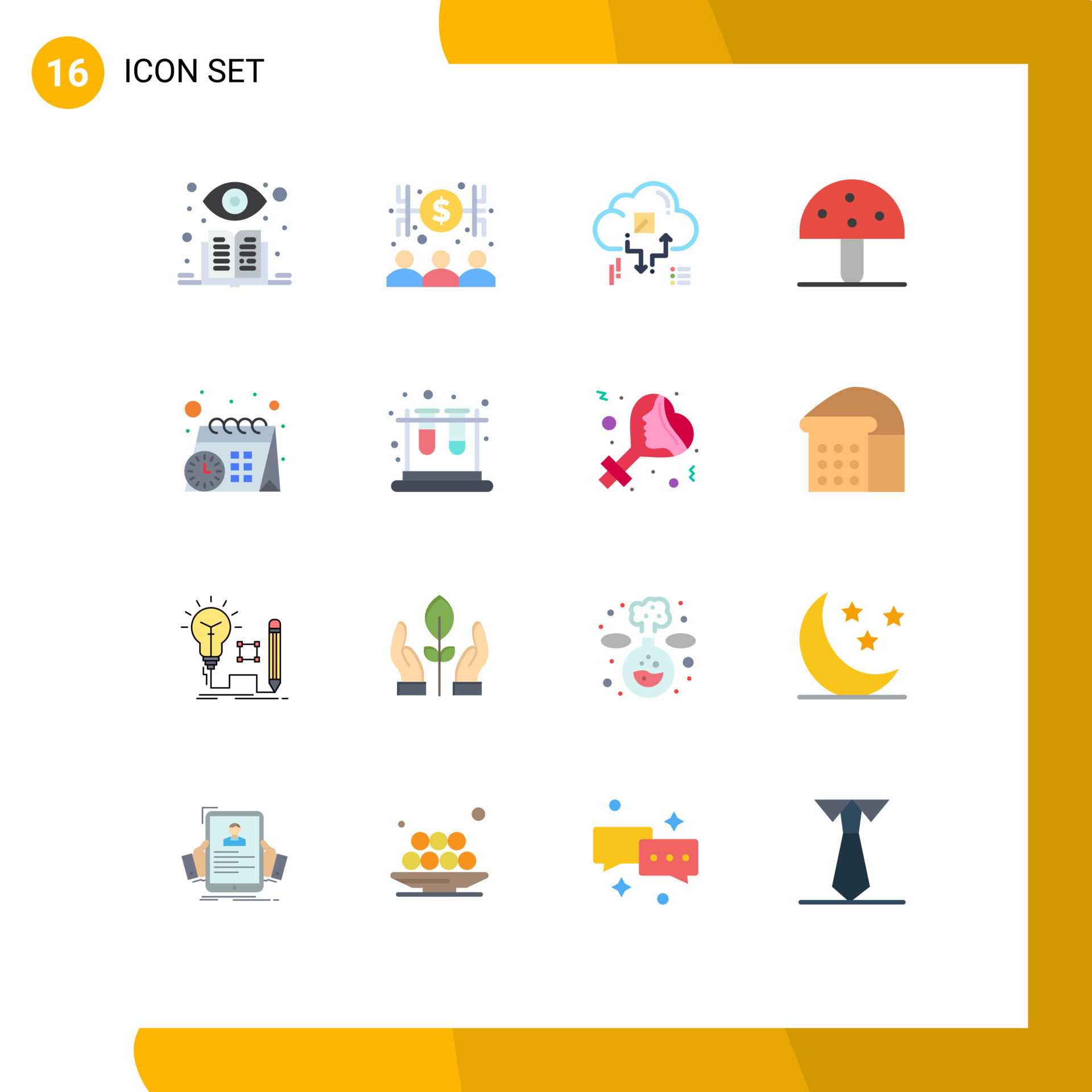 Pictogram Set Of 16 Simple Flat Colors Of Calendar Nature Connect Mushroom Autumn Editable Pack