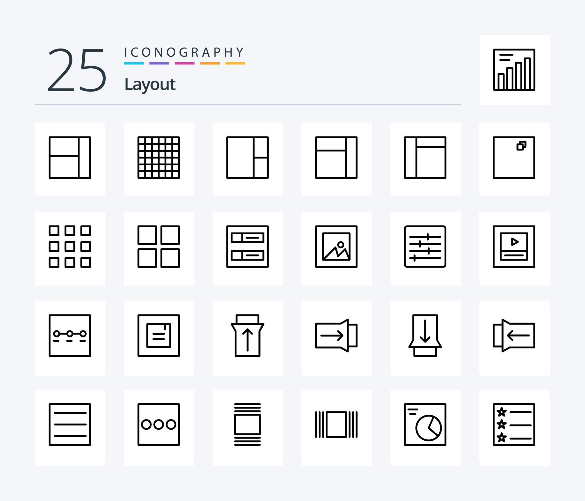Layout 25 Line icon pack including options. control. thumbnails. photo ... Layout 25 Line icon pack including options. control. thumbnails. photo ...