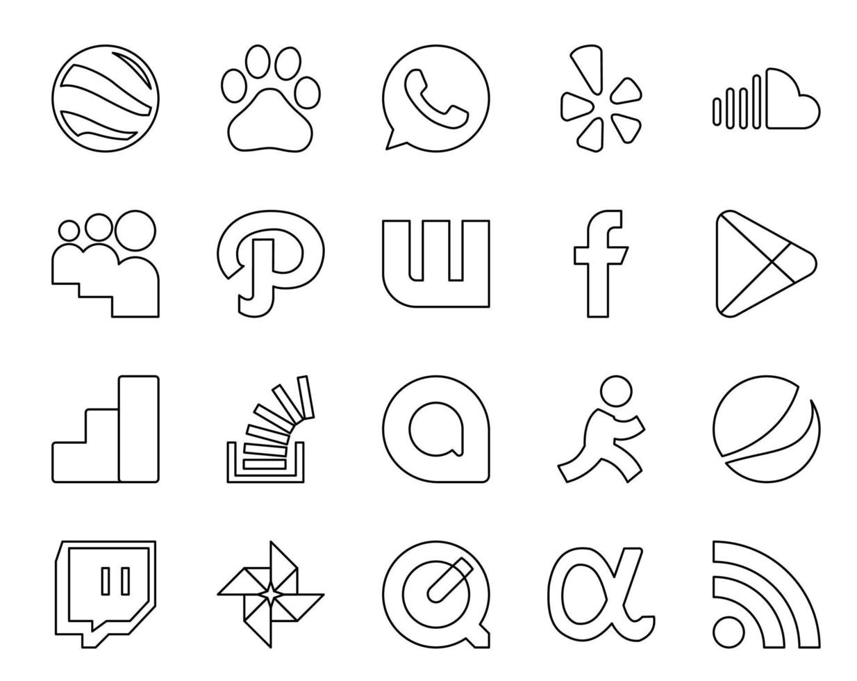 20 Social Media Icon Pack Including overflow question path stockoverflow apps 19747483 Vector ...