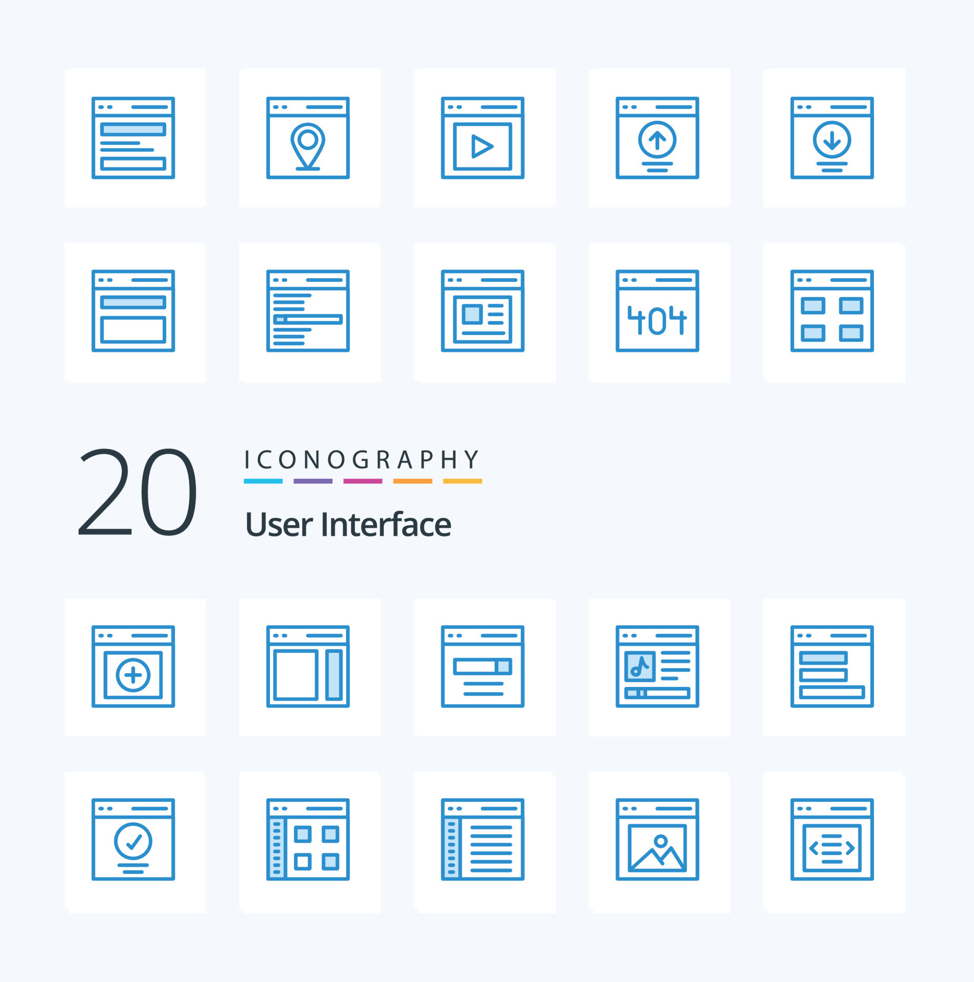 20 User Interface Blue Color icon Pack like map communication sidebar ...