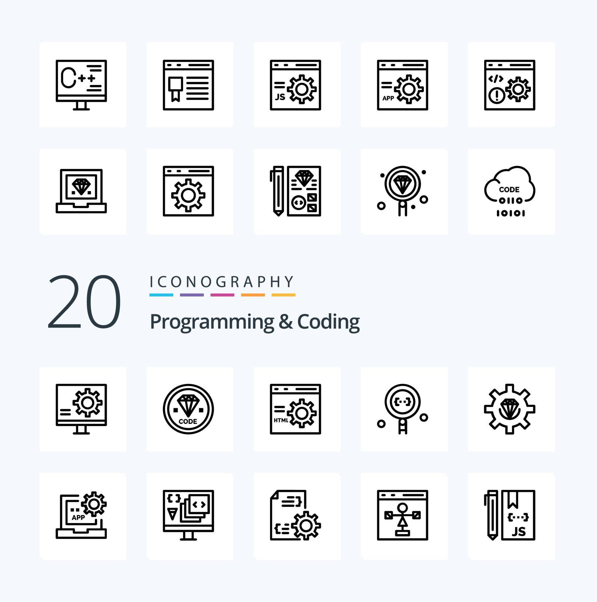 20 Programming And Coding Line Icon Pack Like Development Browser Development Programming