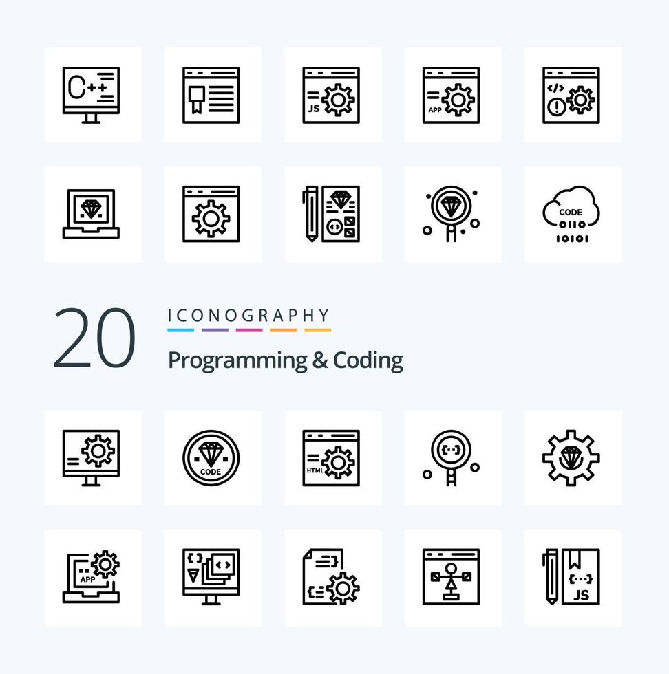 20 Programming And Coding Line Icon Pack Like Development Browser Development Programming
