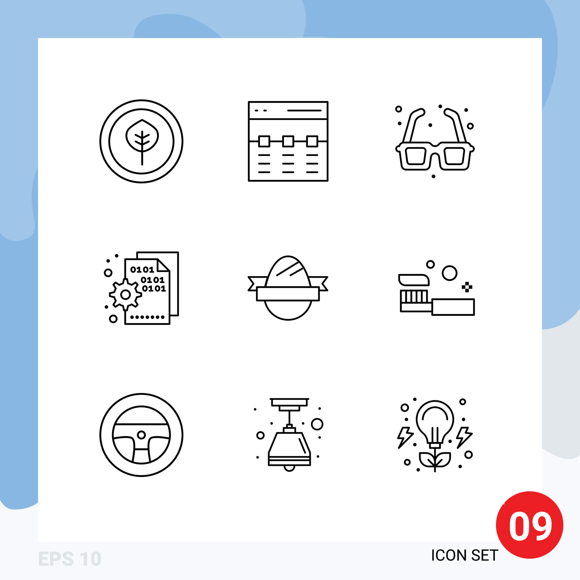Moderno Conjunto De 9 9 Contornos Pictografía De Ajuste Código Lentes