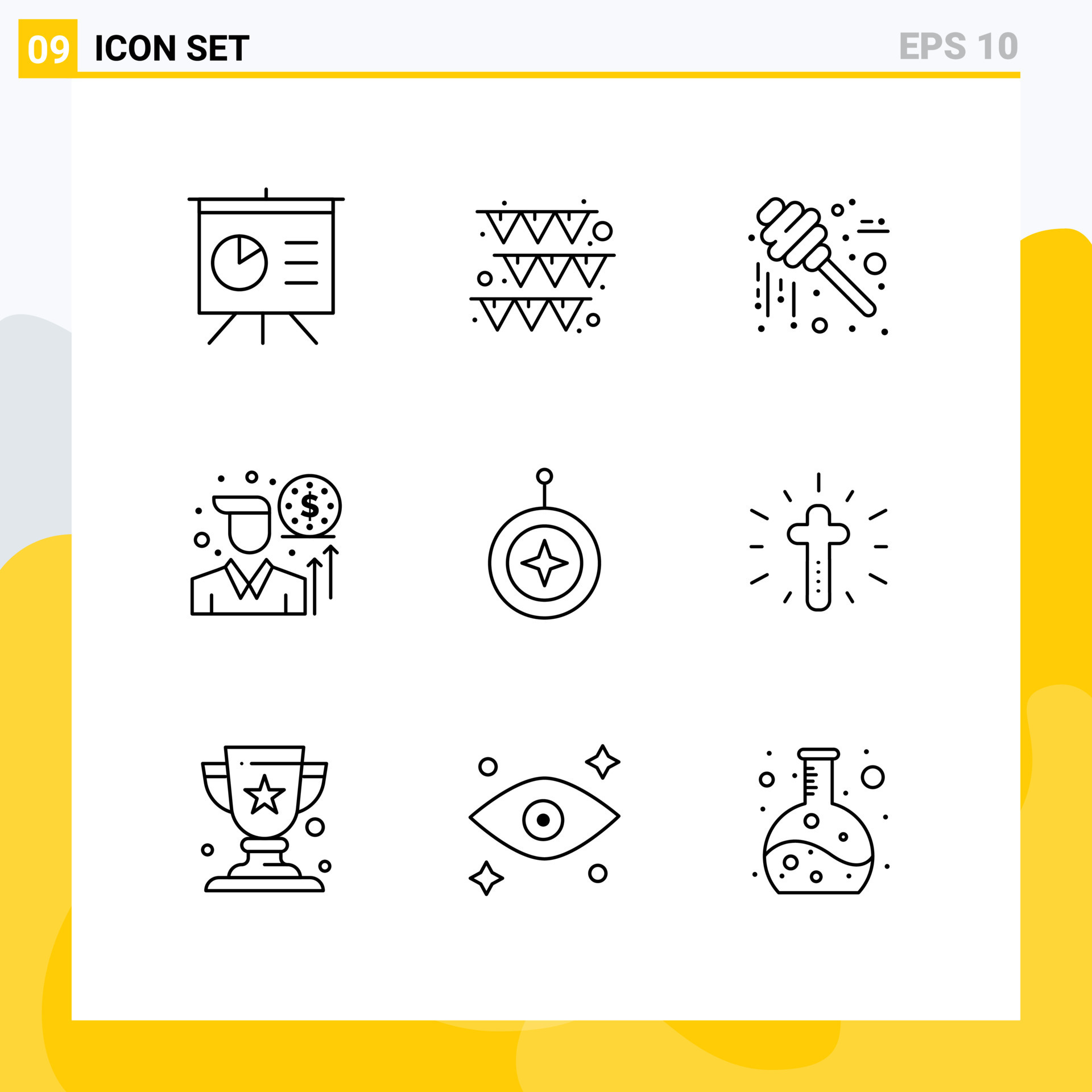 Conjunto De 9 9 Vector Contornos En Cuadrícula Para Honor Medalla