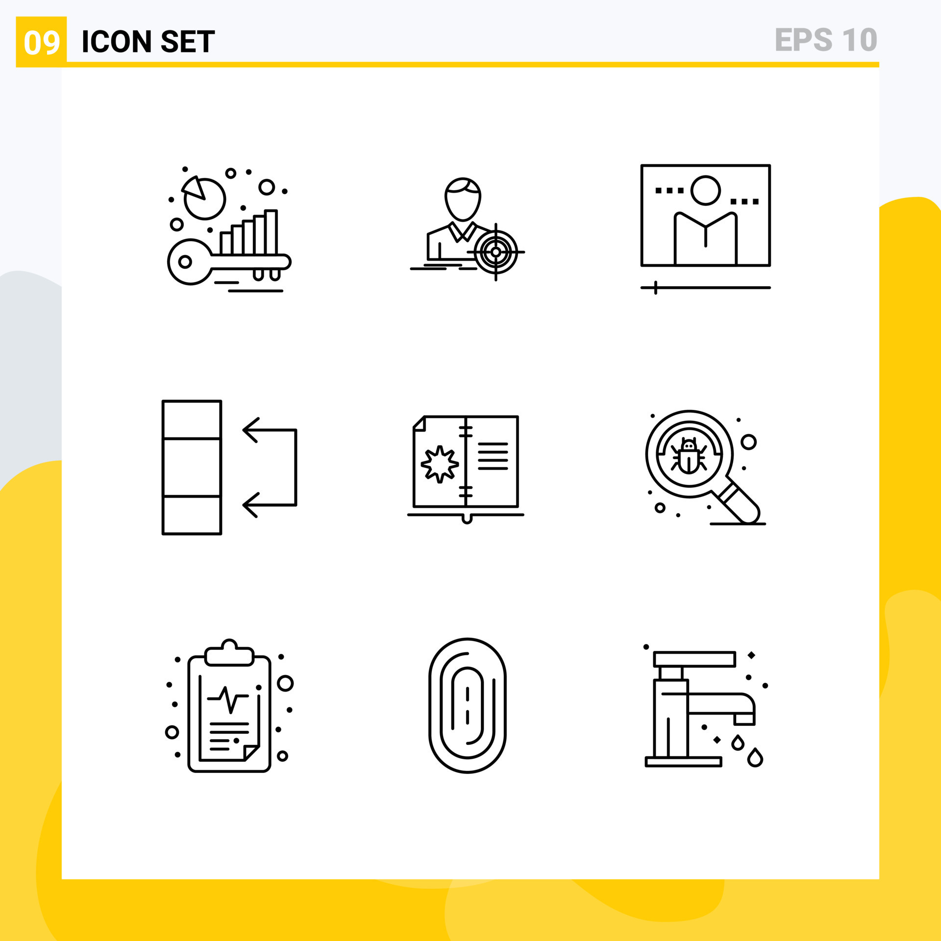 Mobile Interface Outline Set of 9 Pictograms of guide table broadcast ... Mobile Interface Outline Set of 9 Pictograms of guide table broadcast ...